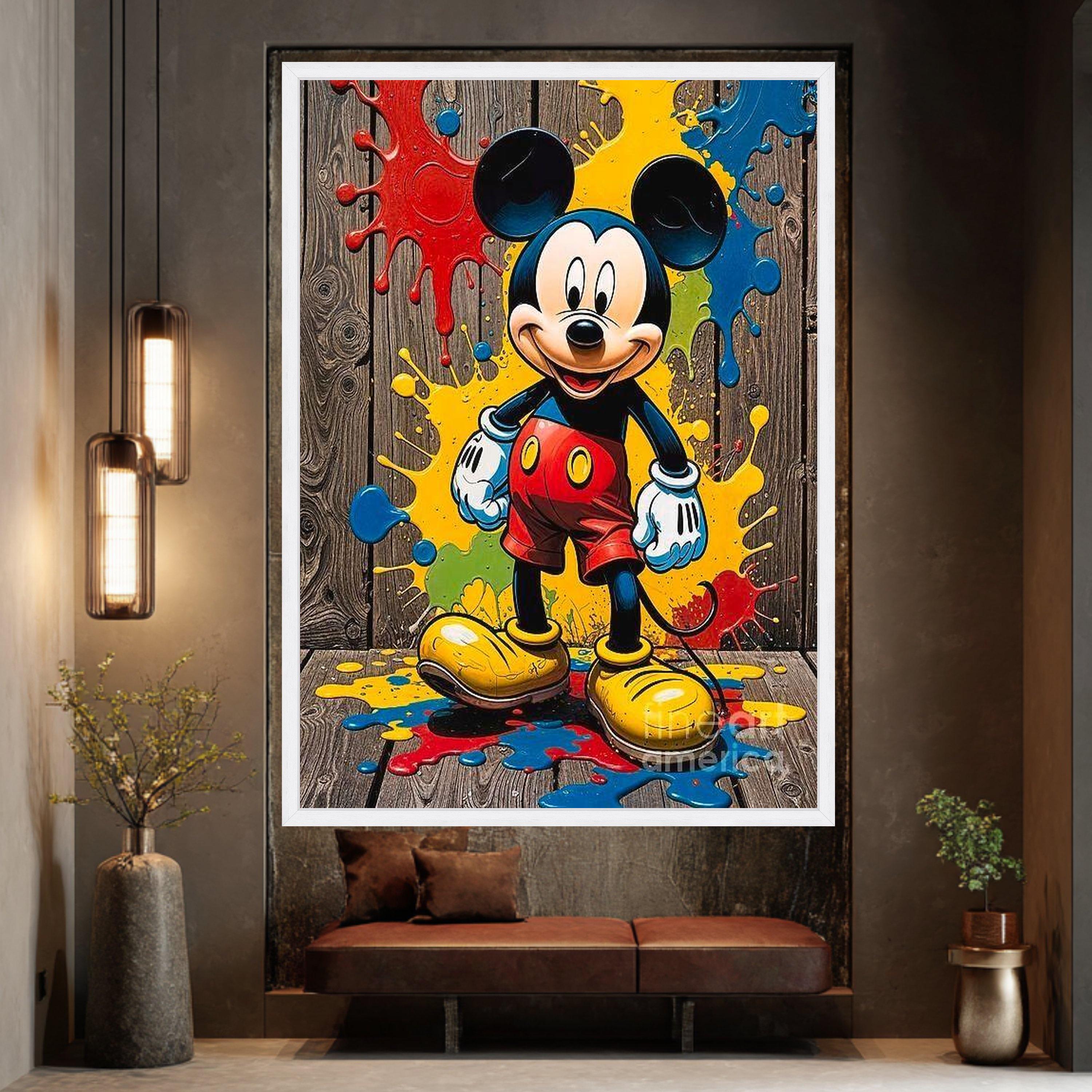 Color Splash Mickey Mouse Canvas, Cartoon Character Wall Art, Kids Room ...
