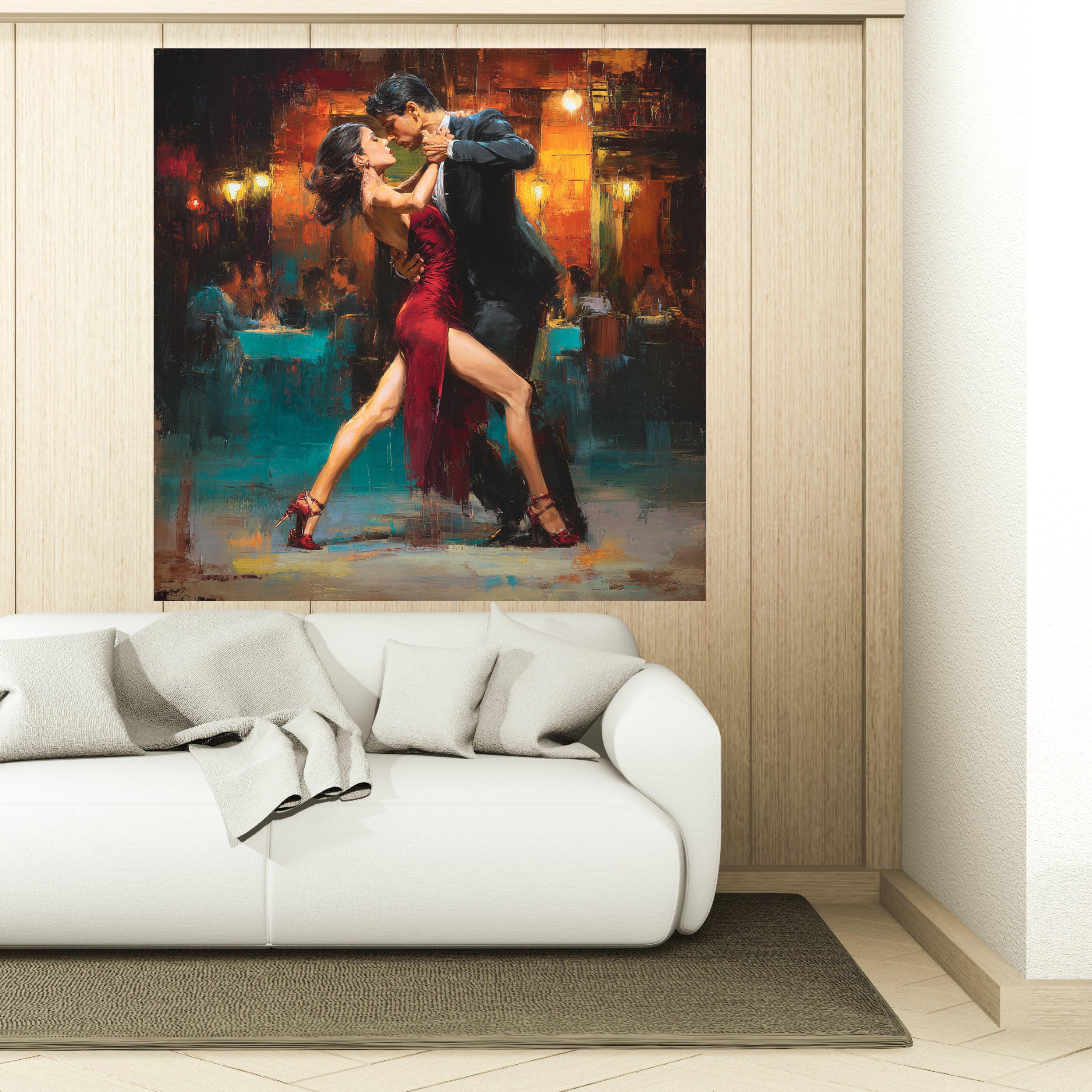 Passionate Tango Dance Couple Canvas, Elegant Ballroom Dance Wall Art ...