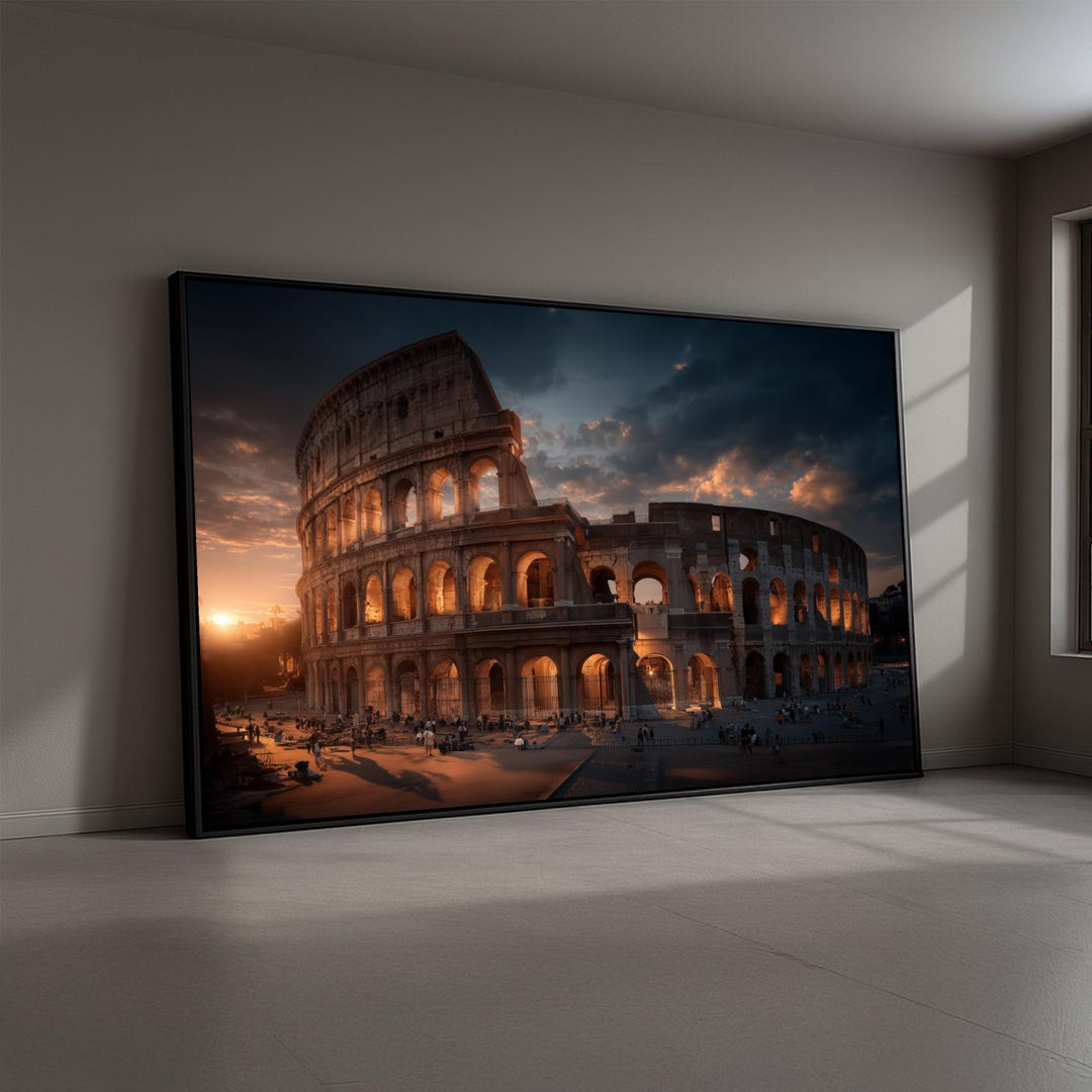 Ancient Colosseum Rome Canvas Wall Art, Sunset Lighting Historic ...