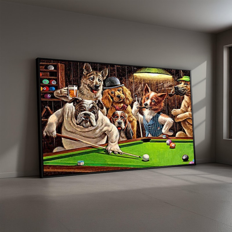 Dogs Playing Pool - Etsy