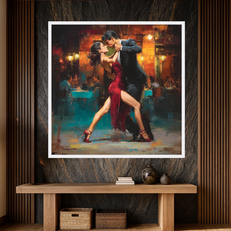 Passionate Tango Dance Couple Canvas, Elegant Ballroom Dance Wall Art ...
