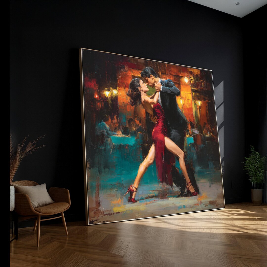 Passionate Tango Dance Couple Canvas, Elegant Ballroom Dance Wall Art ...