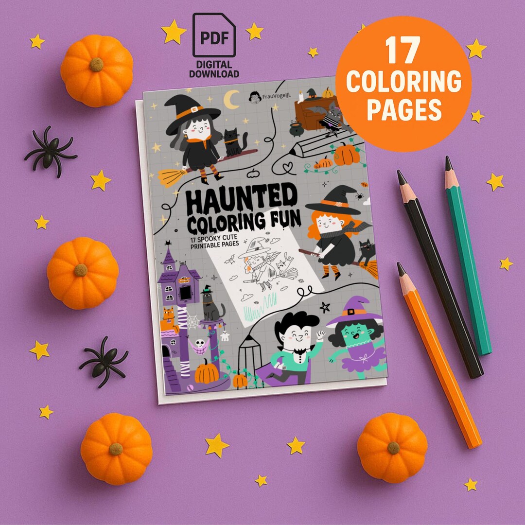 Haunted Halloween Coloring Pages • Cute Witches, Vampires & Pumpkins ...