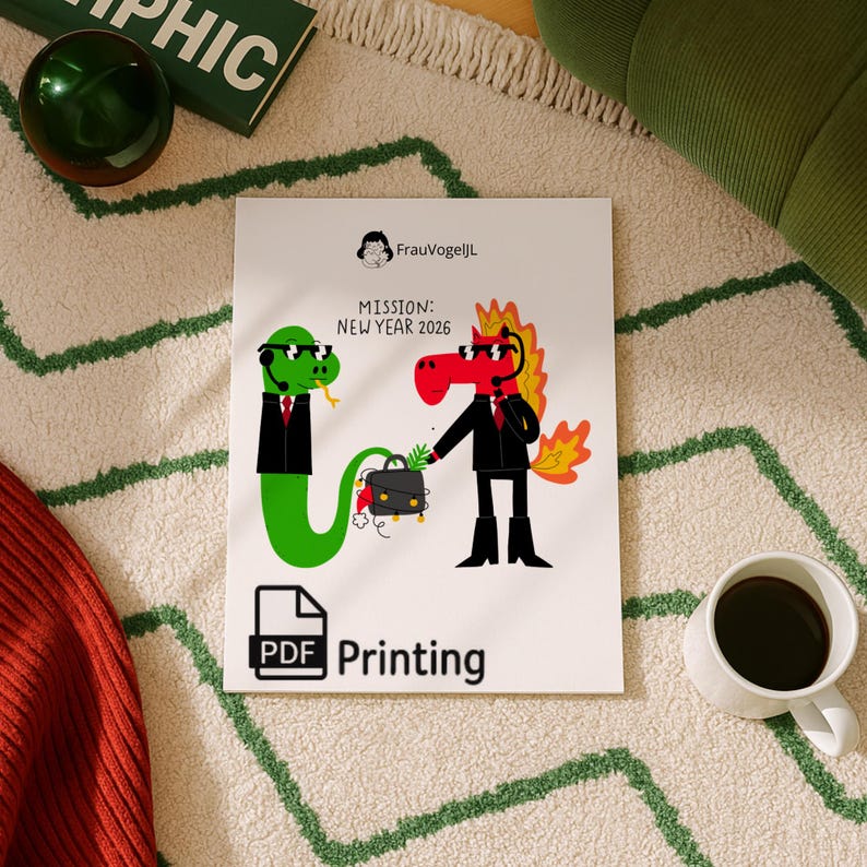 MISSION: New Year 2026 – Funny Printable Poster of Fire Horse and Snake ...