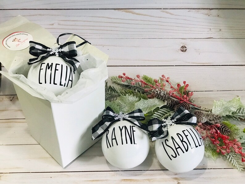 Personalized Custom Ornament With Name White and Black - Etsy