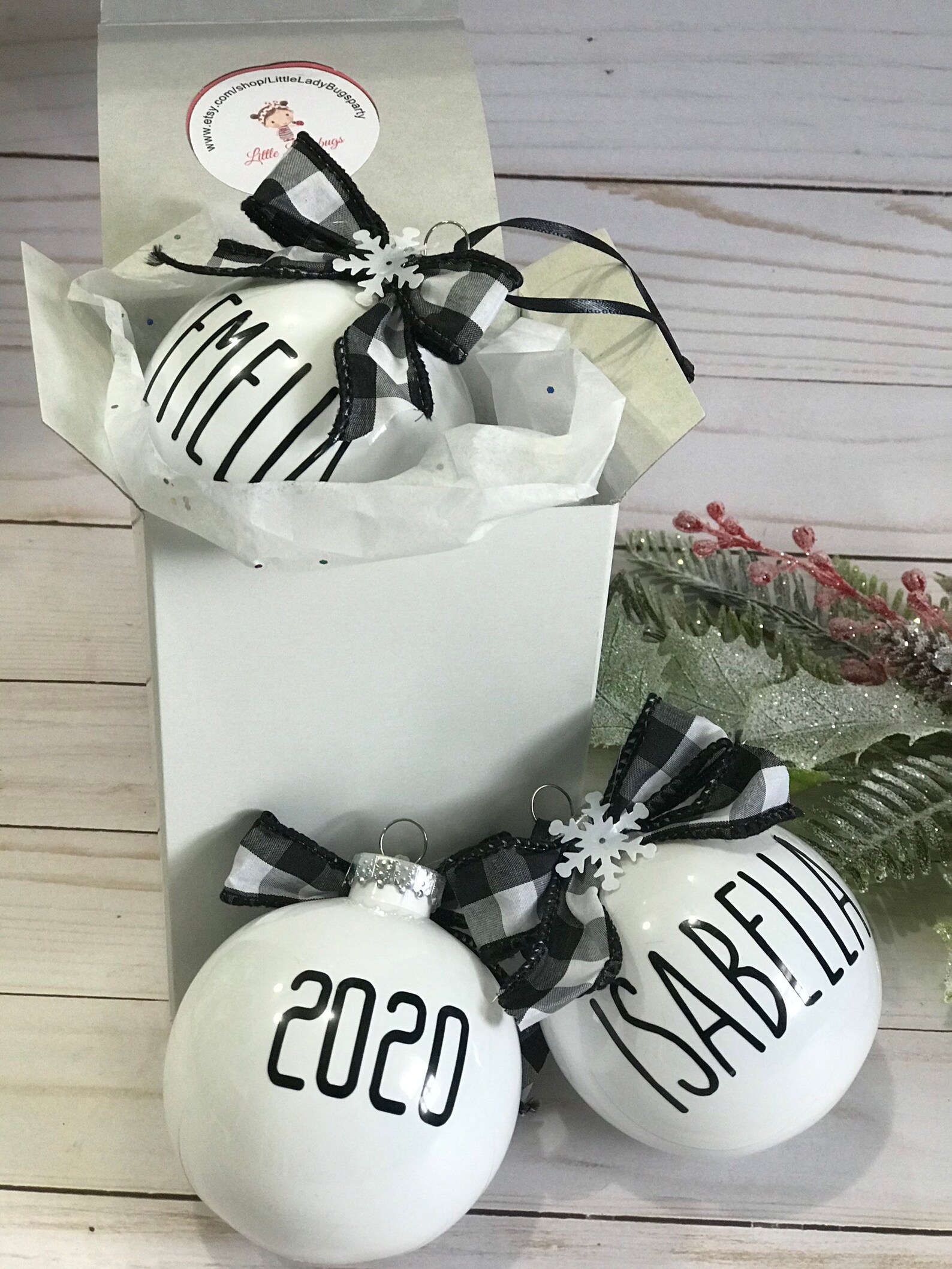 Personalized Custom Ornament With Name White and Black - Etsy