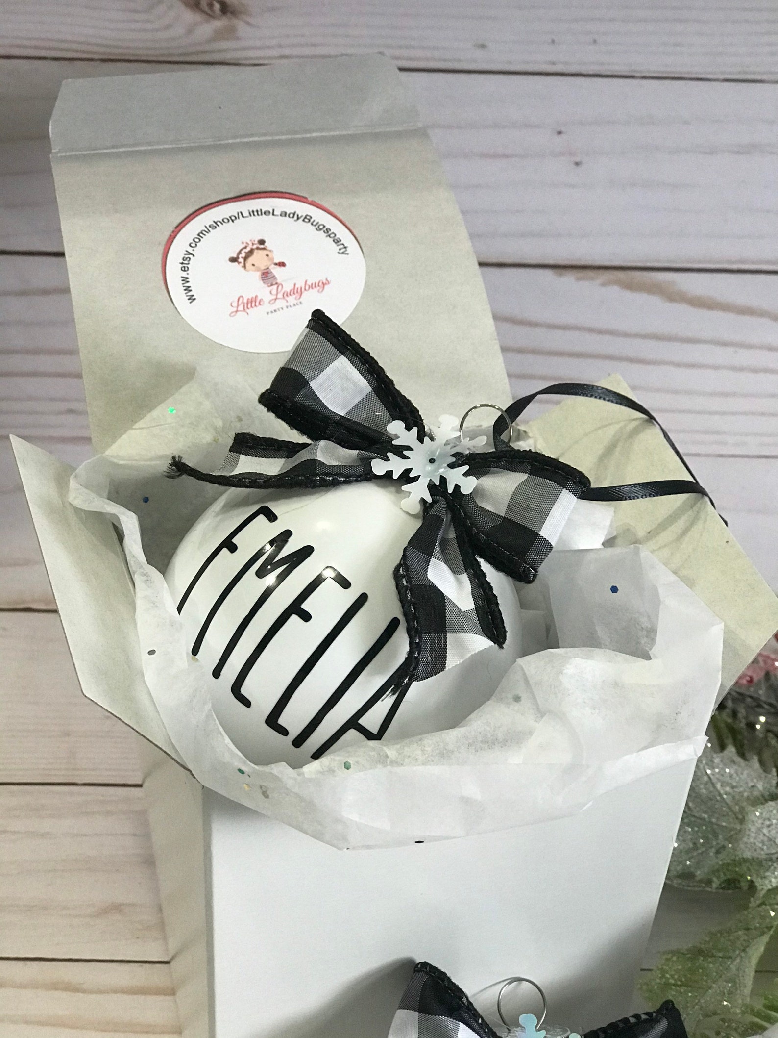Personalized Custom Ornament With Name White and Black - Etsy