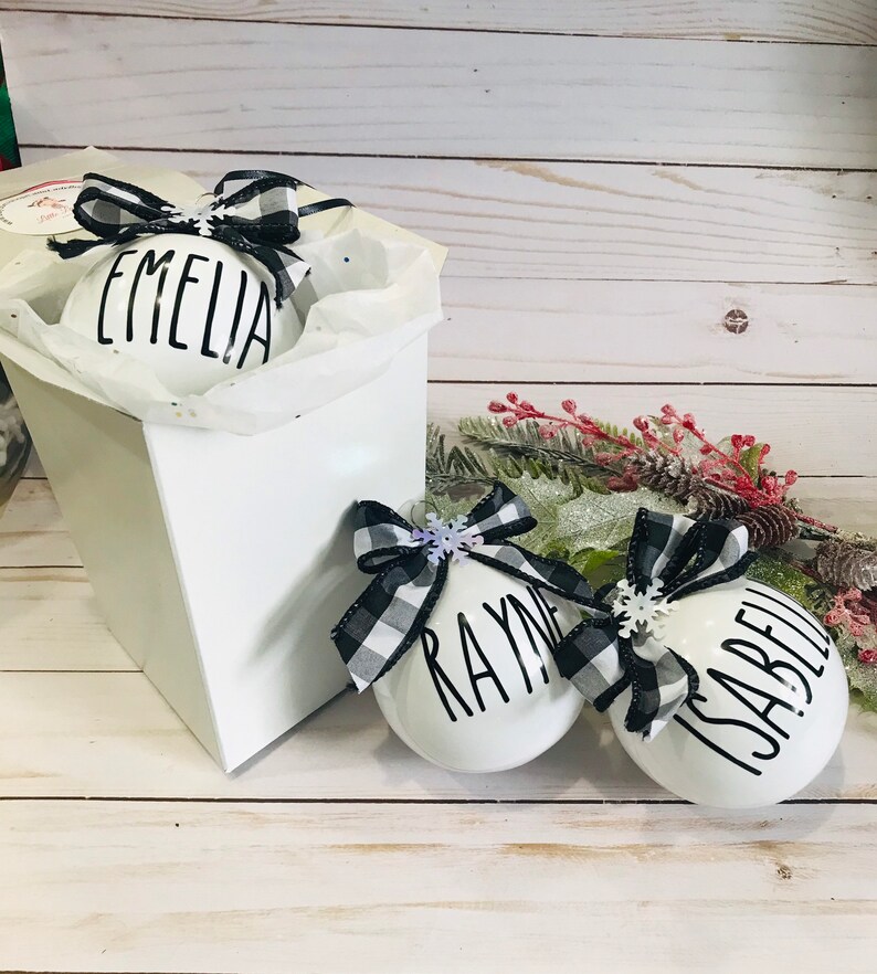 Personalized Custom Ornament With Name White and Black - Etsy