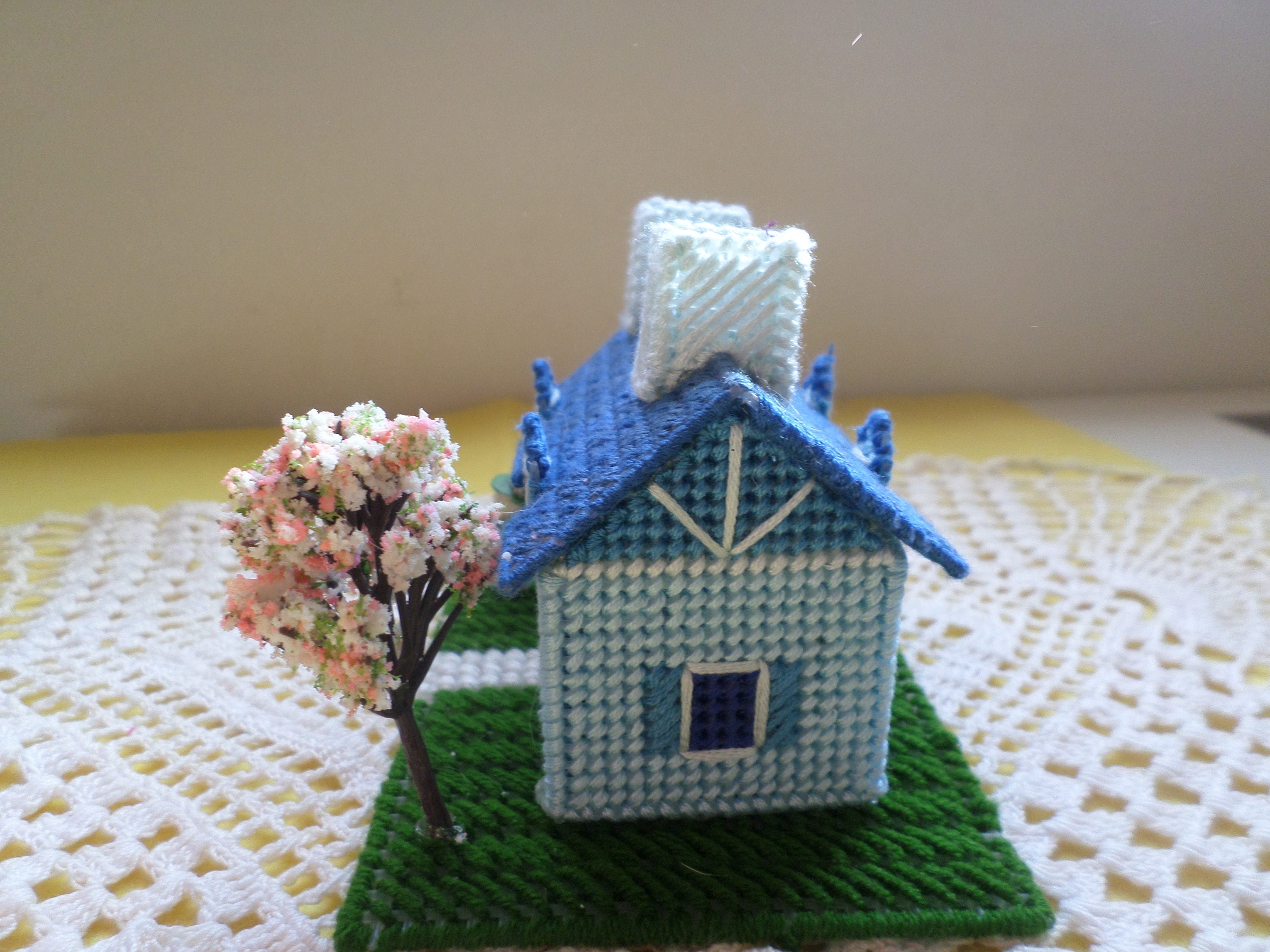 Blue Easter House Village Bunny - Etsy