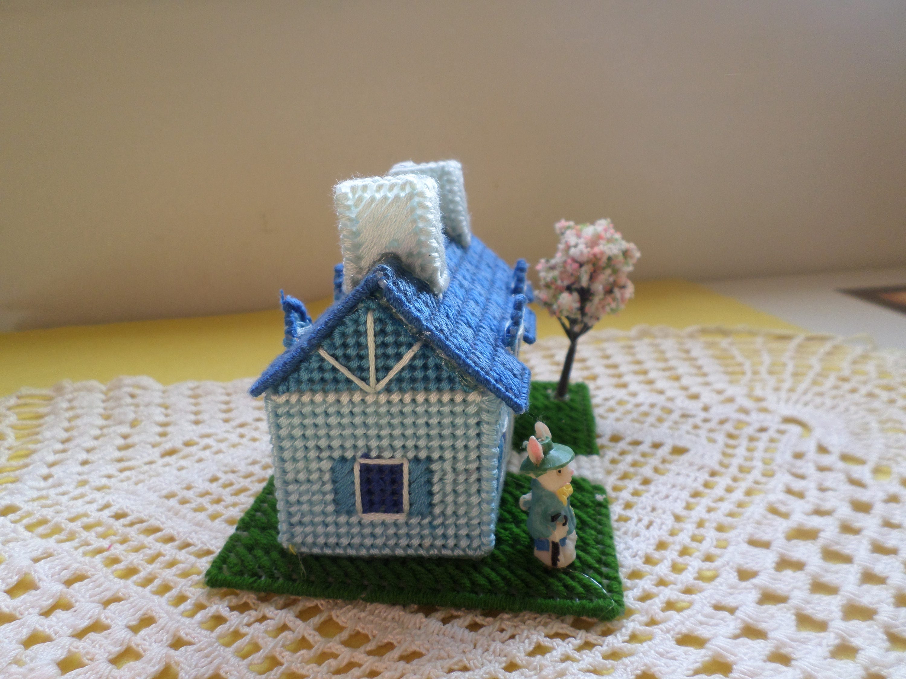 Blue Easter House Village Bunny - Etsy