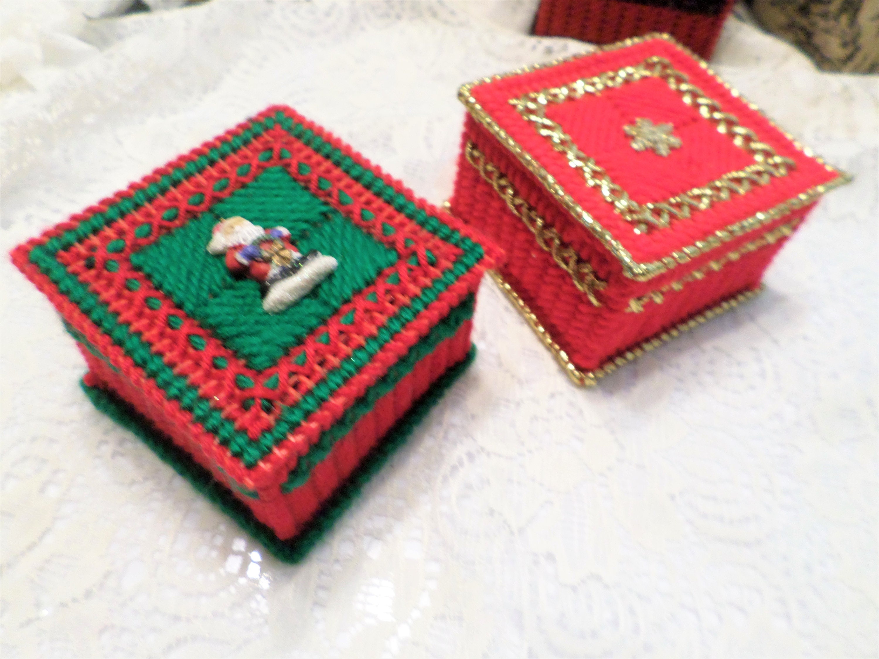 Red and Gold Snowflake Trinket Box - Etsy