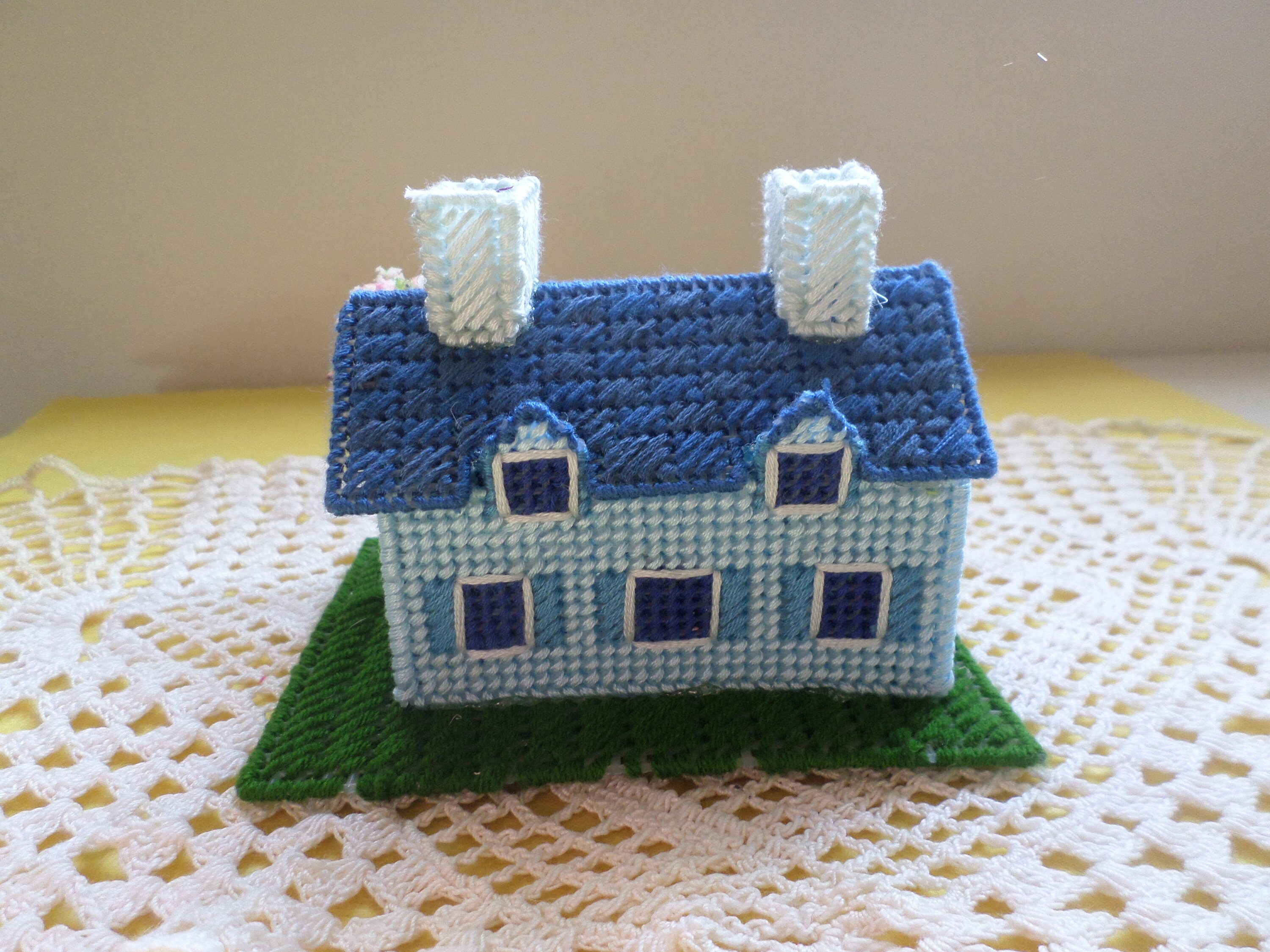 Blue Easter House Village Bunny - Etsy