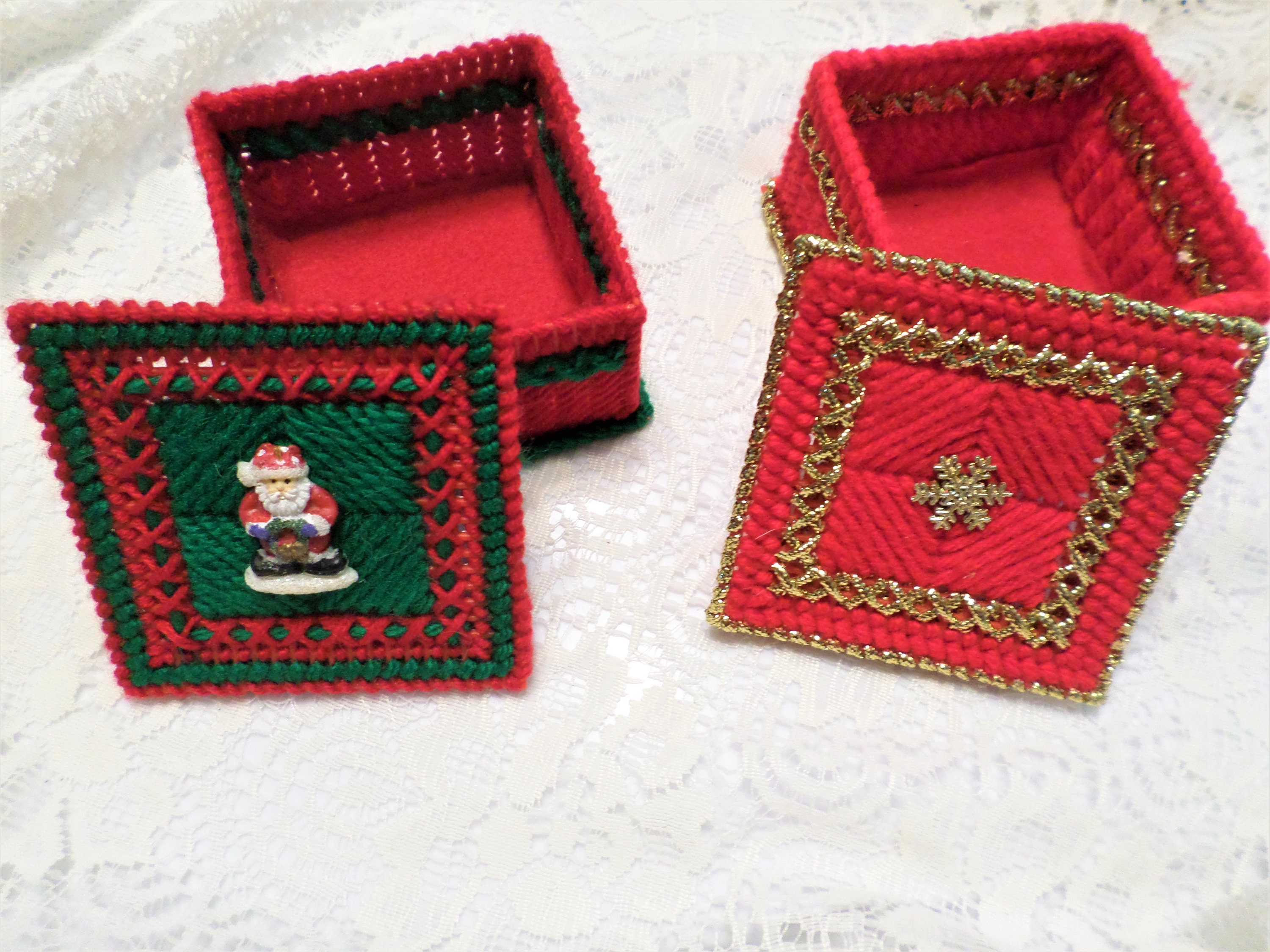 Red and Gold Snowflake Trinket Box - Etsy