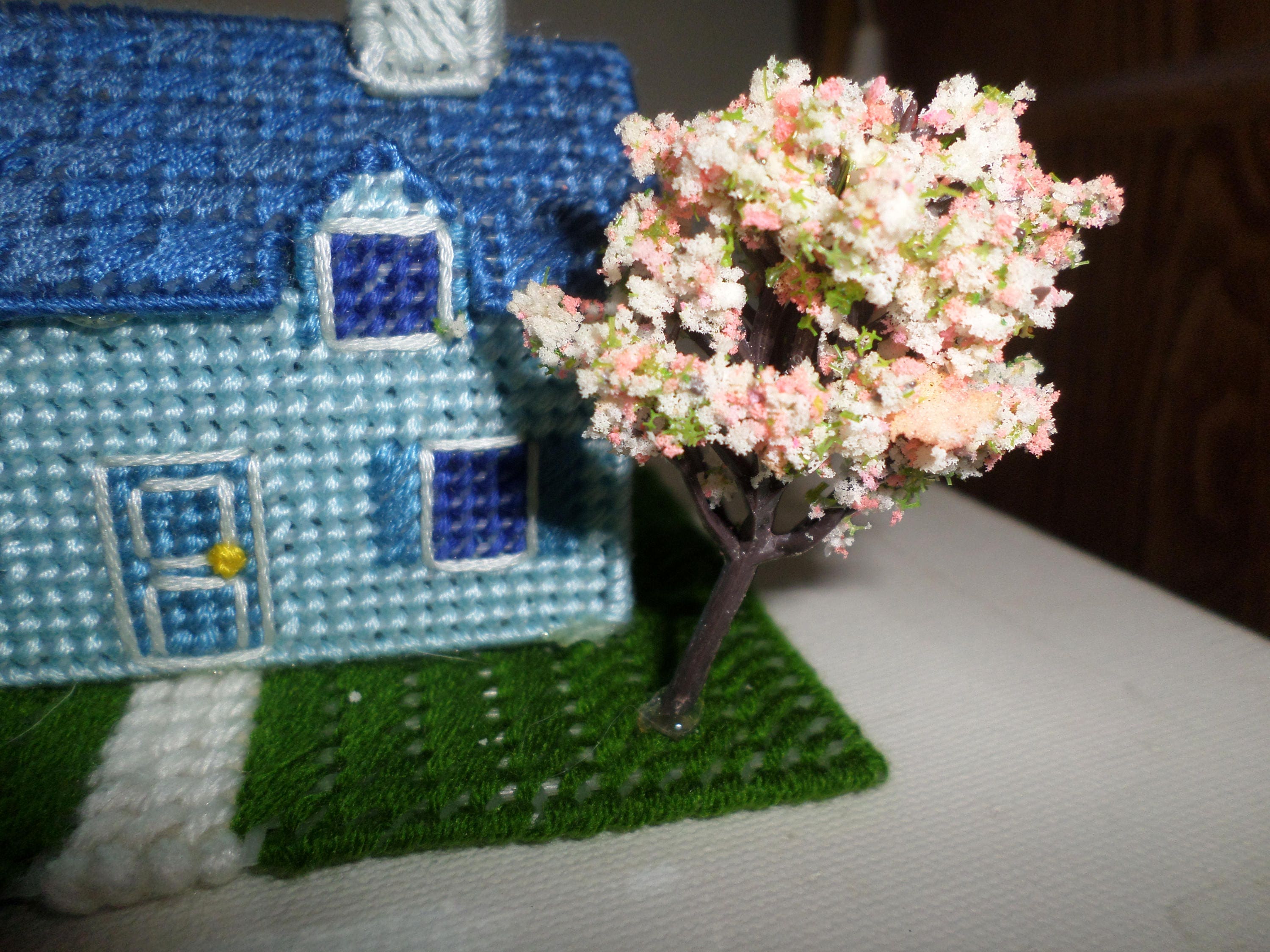 Blue Easter House Village Bunny - Etsy