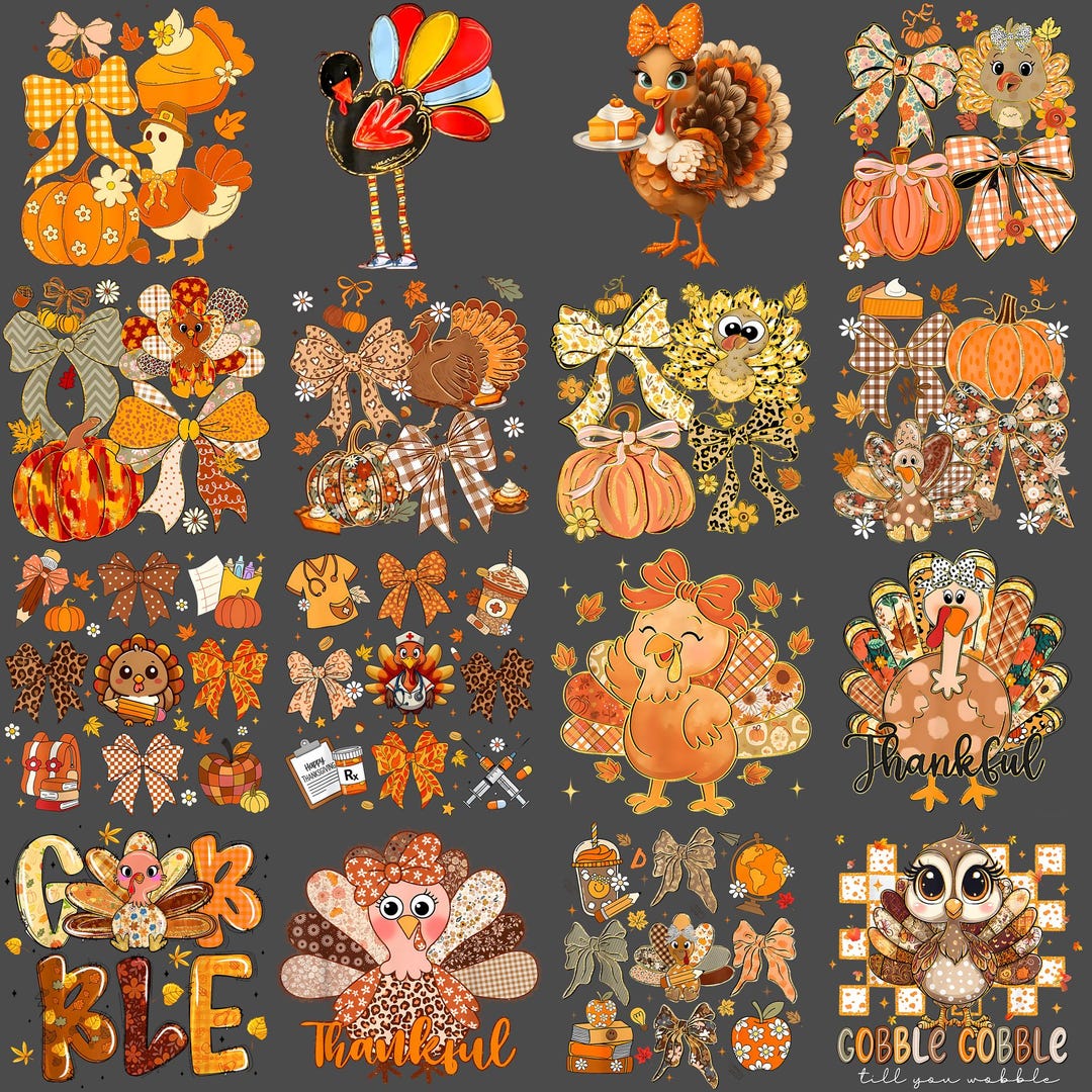 Preppy Thanksgiving Turkey Coquette Gobble Til You Wobble - Etsy