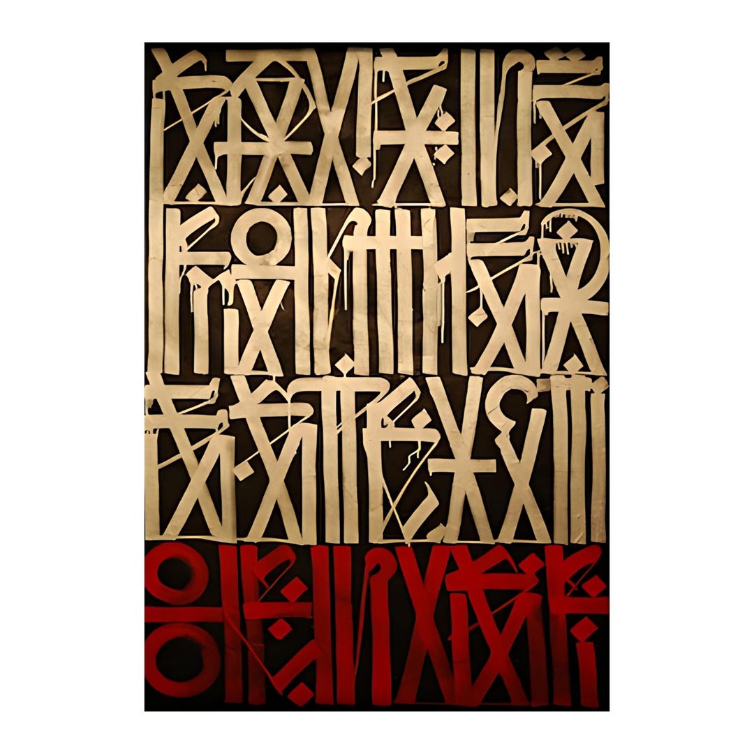 Gold Calligraphy Graffiti Painting: Abstract Urban Street Art on Canvas ...