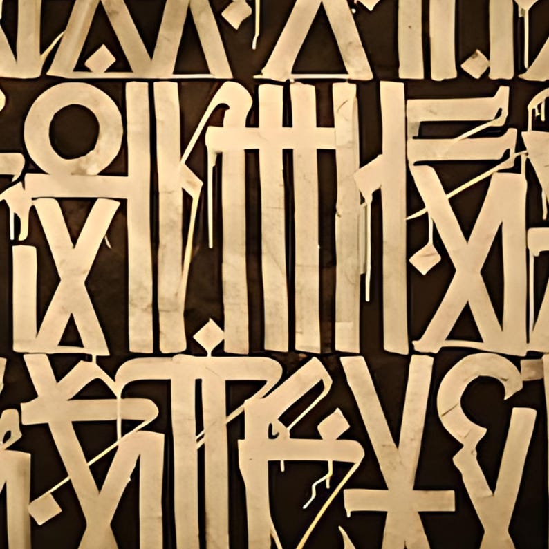 Gold Calligraphy Graffiti Painting: Abstract Urban Street Art on Canvas ...