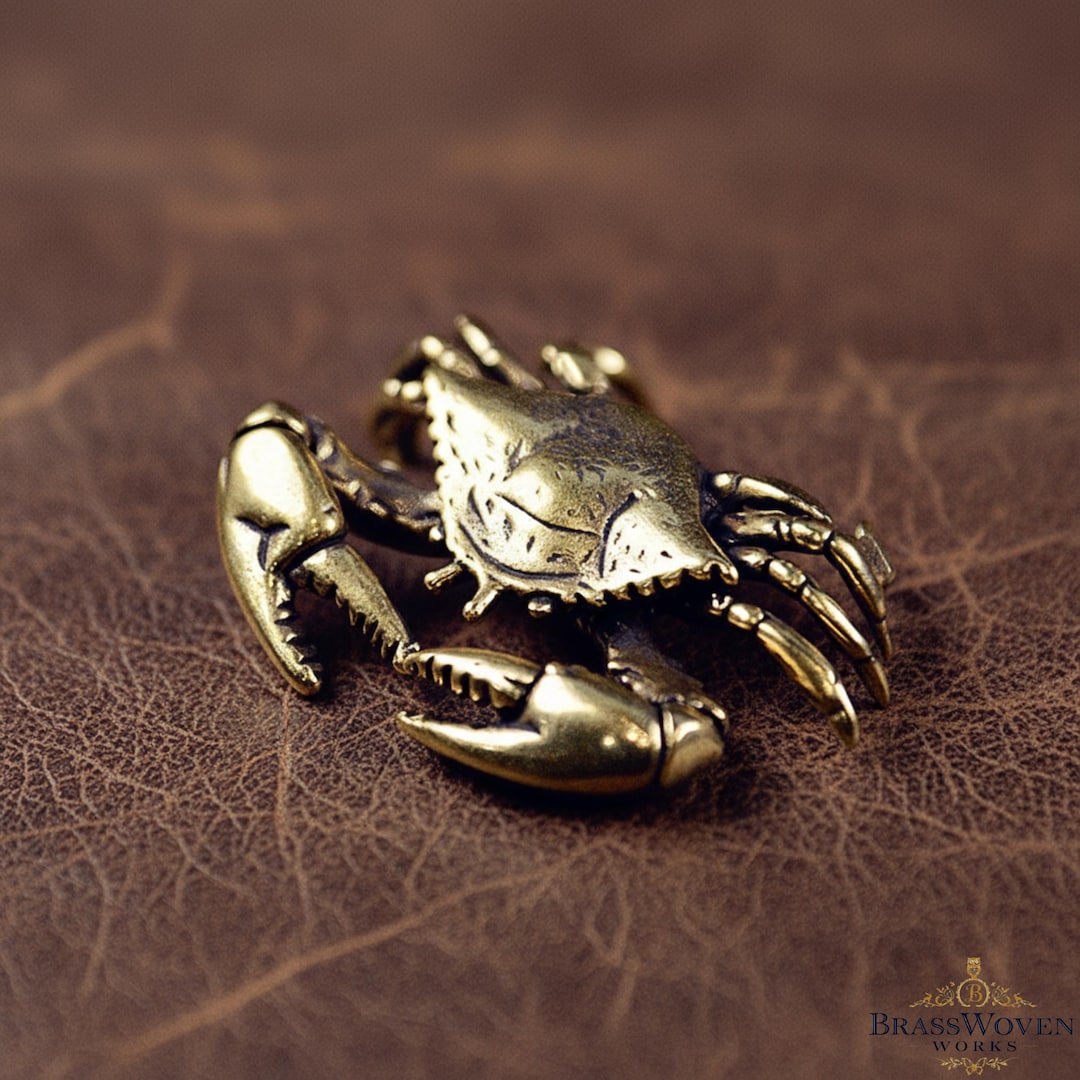Handcrafted Brass Crab Sculpture With Antique Finish Realistic Sea ...