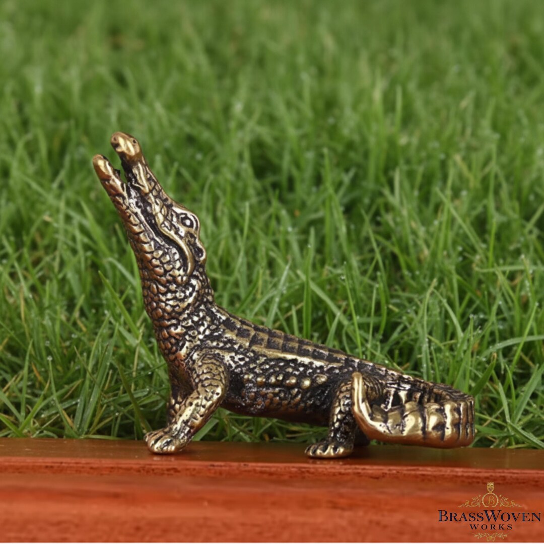 Brass Crocodile Miniature Figurines Vintage Brass Mini Alligator Statue ...