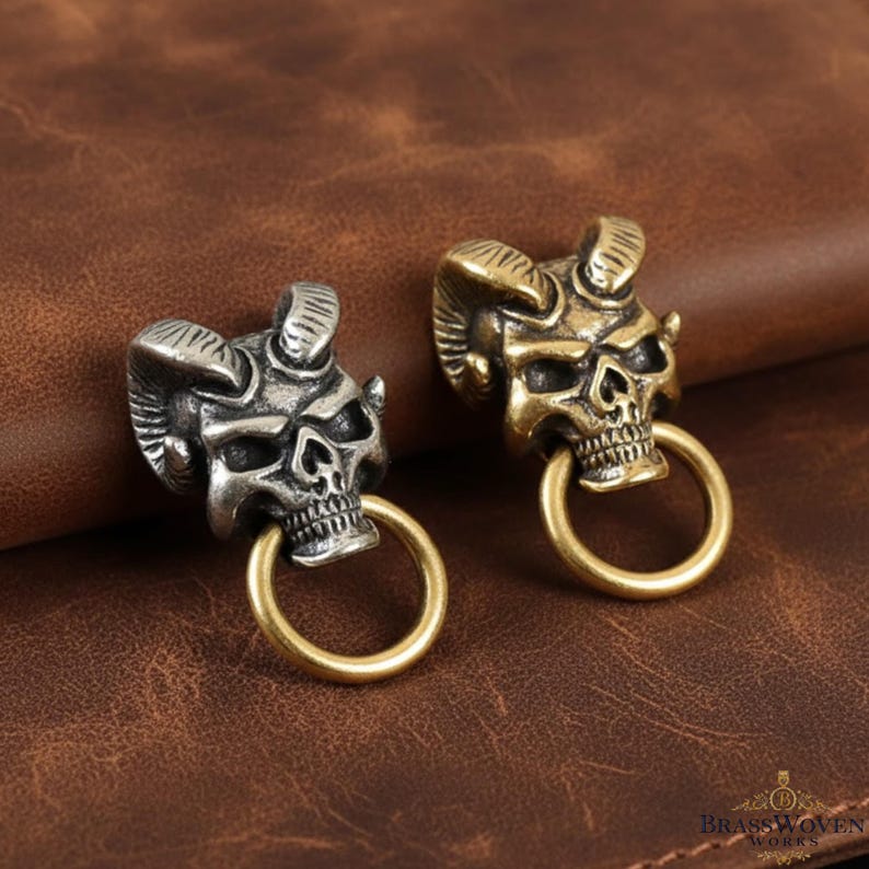 Brass Skull Ring Buckle Gothic Style Copper Decorative Connector ...