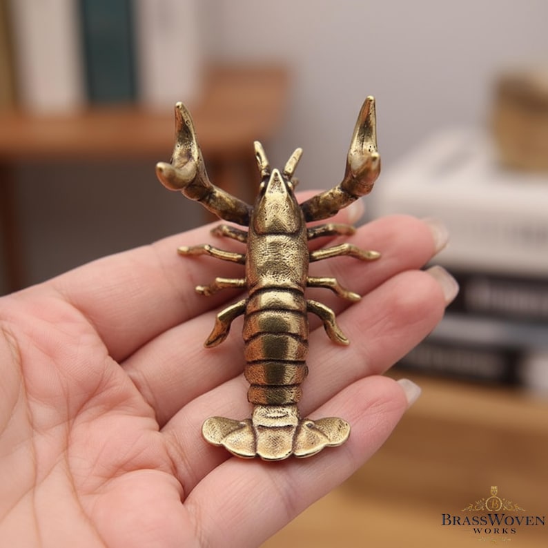 Brass Lobster Pen Holder | Handmade Bronze Desk Sculpture for Office ...