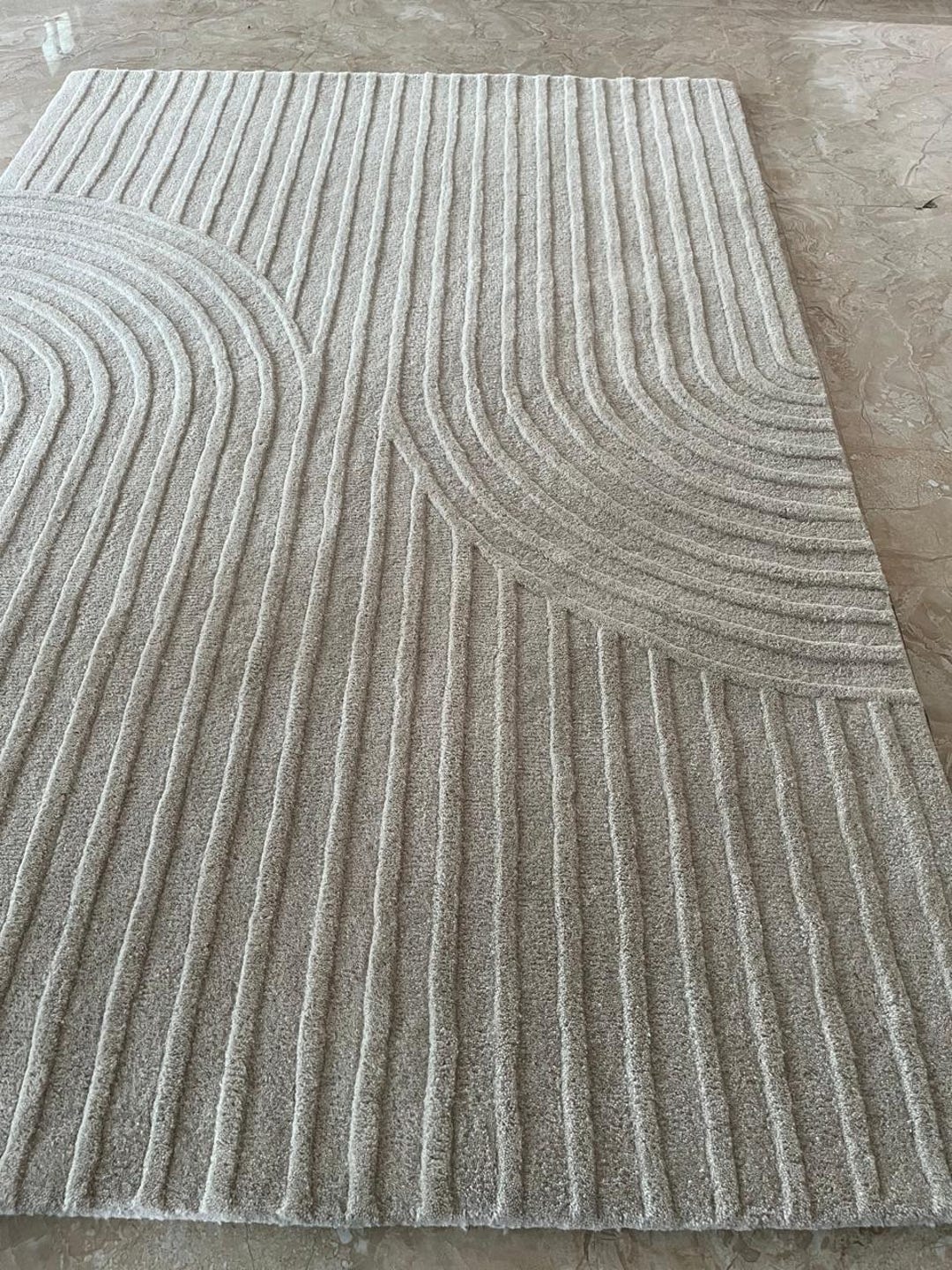 Hand Tufted Neutral Geometric Carpet | Custom Size Sustainable Handmade ...