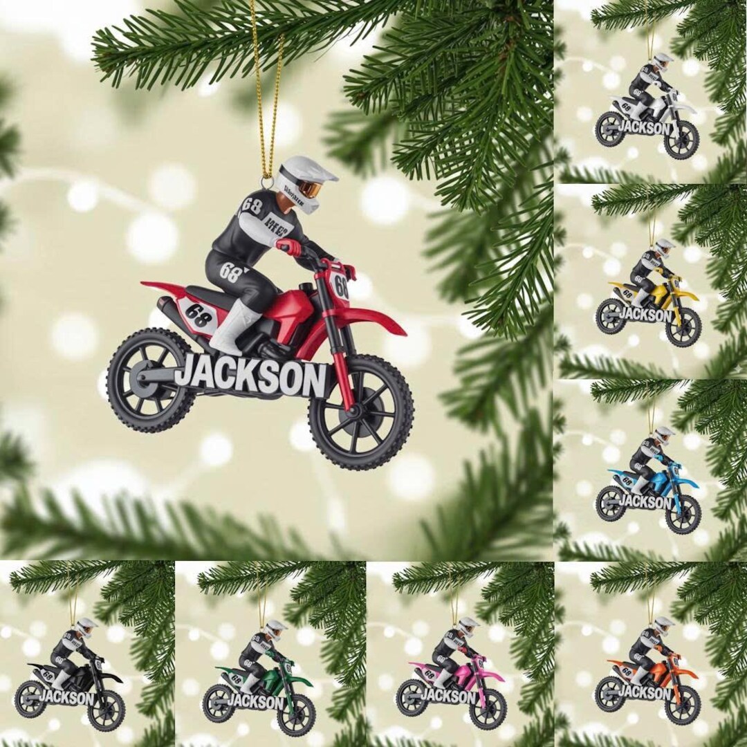 Personalized Motorcycle Biker Racing Christmas Tree Ornament, 2025 ...