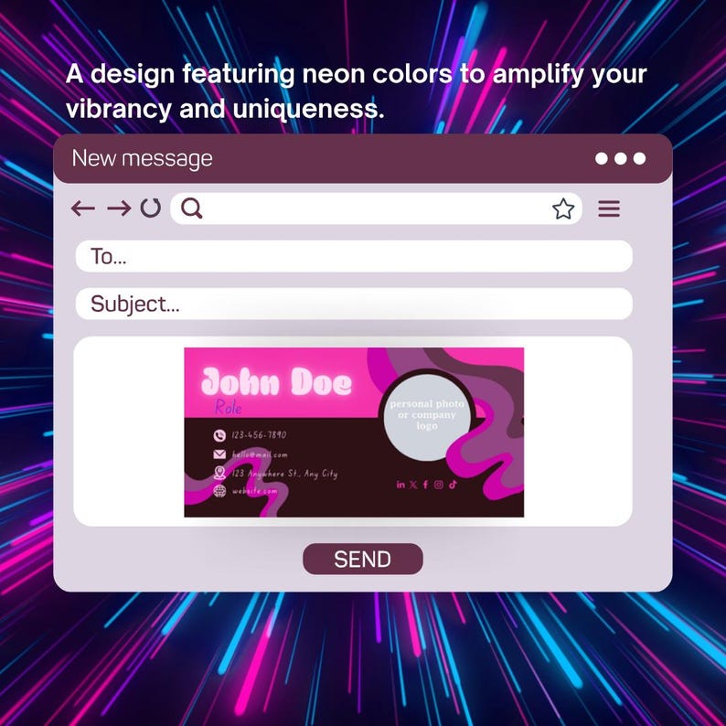 Custom Email Signature Template Design Wavy Neon Aesthetic 3 Layout ...