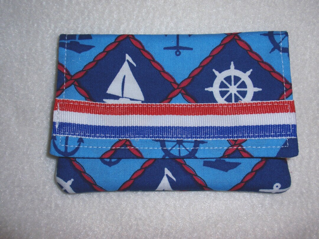 Small Wallet, Eco Wallet, Purse Organizer, Nautical, Red White and Blue ...