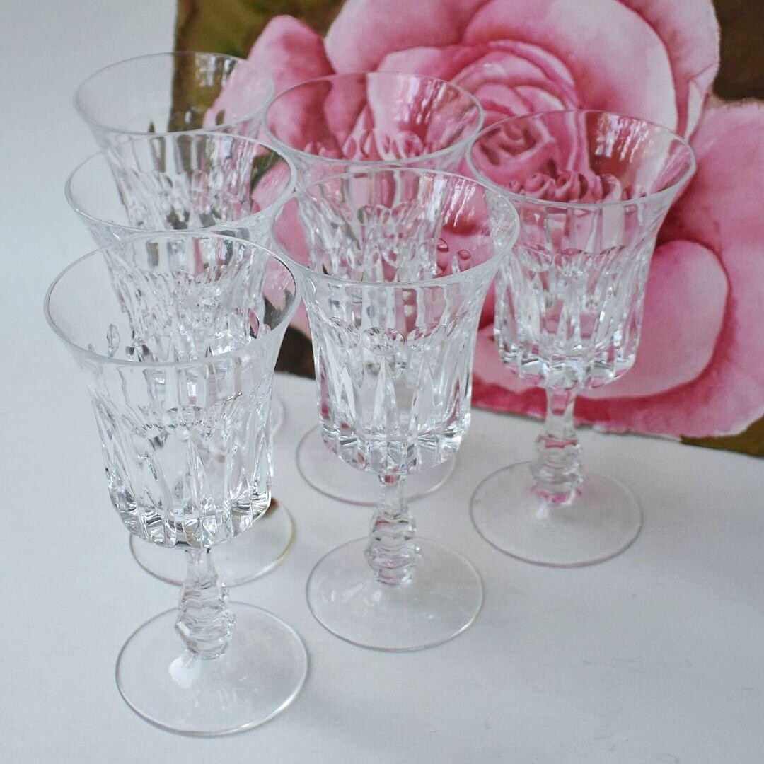 Vintage 4 Oz Gorham Crystal Goblets: De Medici Diamond Cut Stemware ...