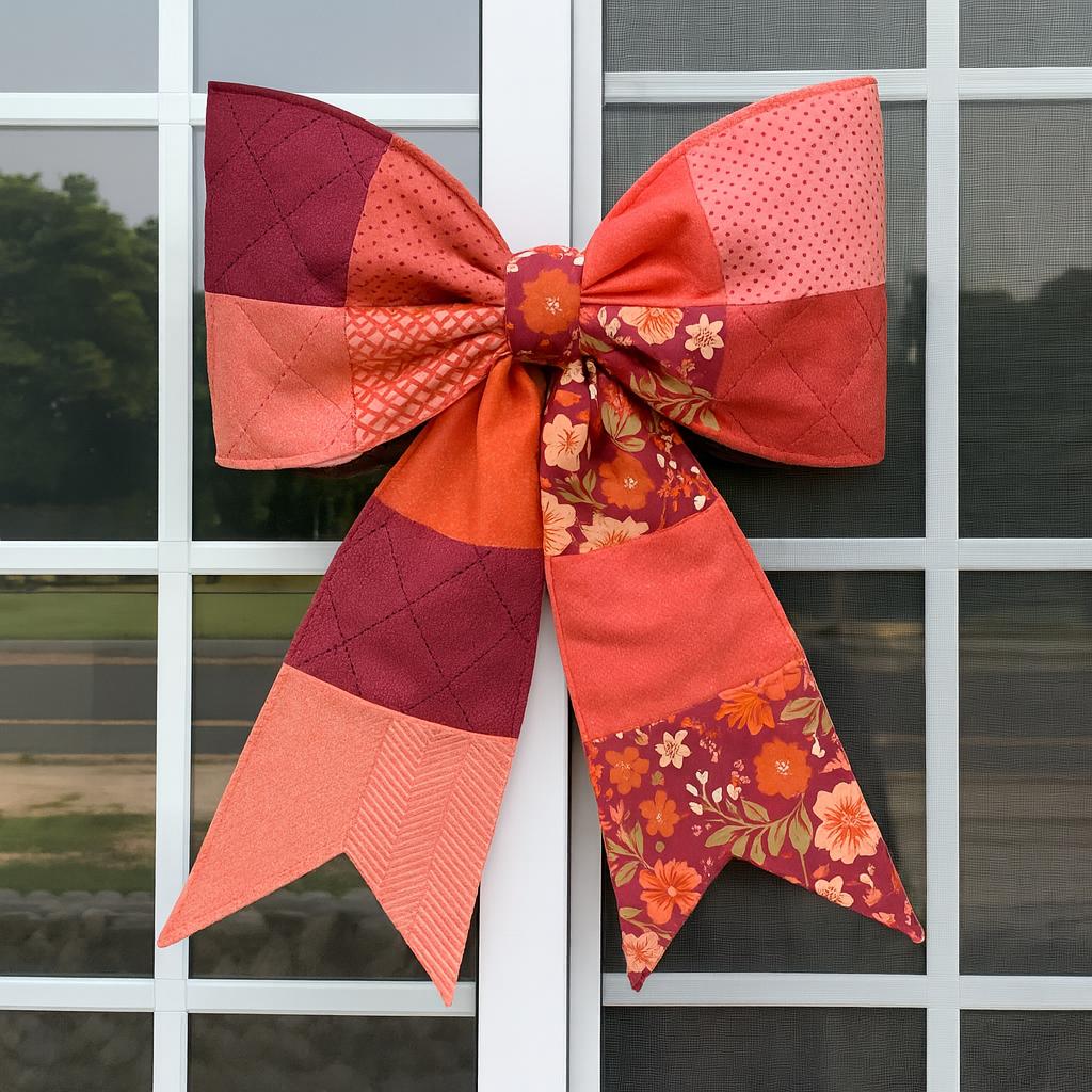 Giant Patchwork Quilted Bow Sewing Pattern PDF | Oversized Door Decor ...