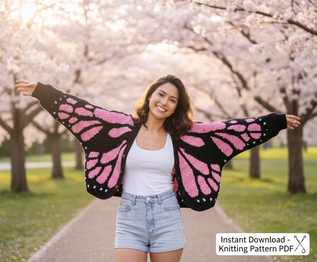 Monarch Butterfly Cardigan Crochet Pattern | Oversized Wing Sweater ...