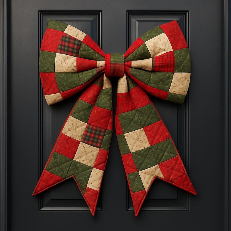 Giant Patchwork Quilted Bow Sewing Pattern PDF | Oversized Door Decor ...