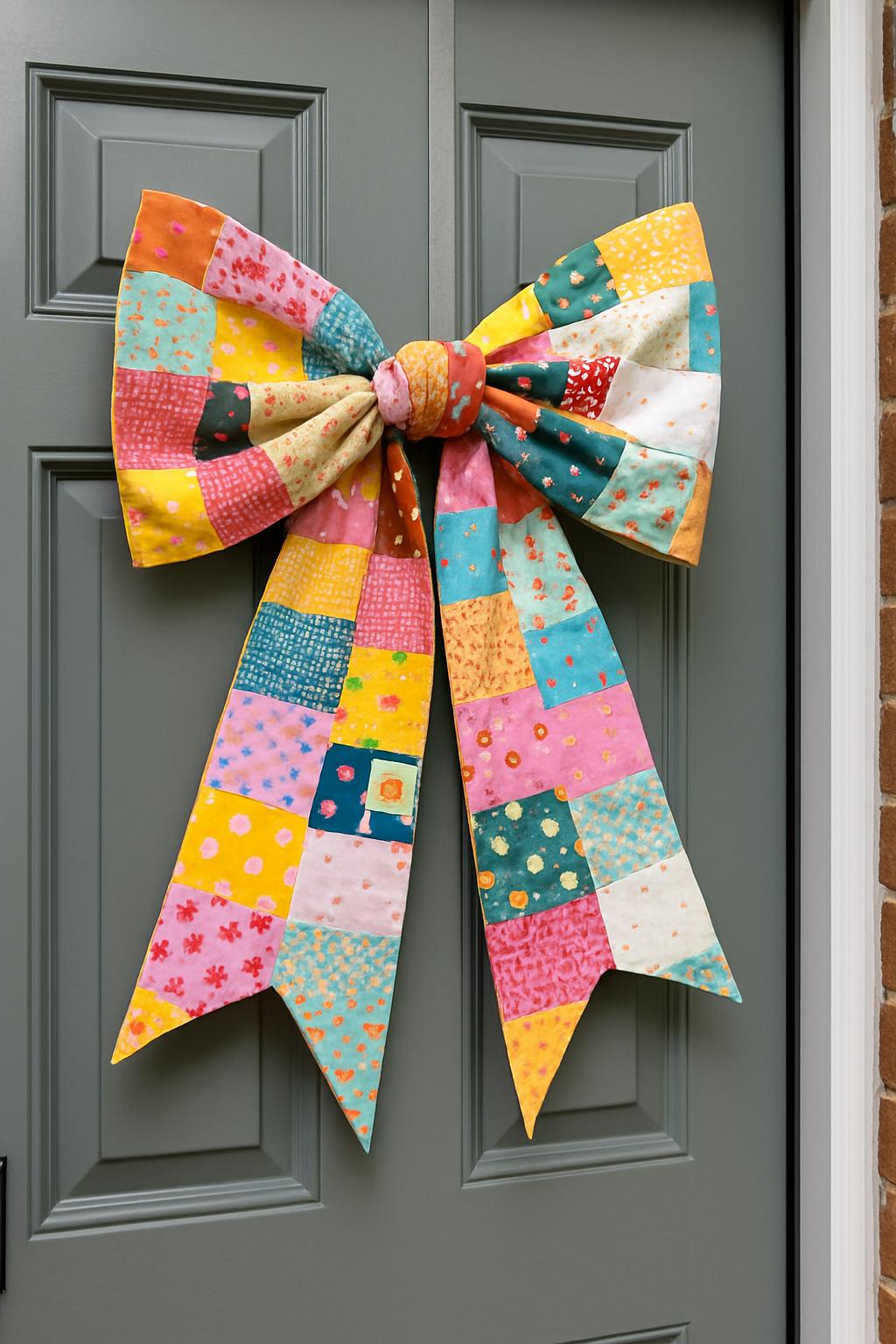 Big Bow Pattern PDF | Oversized Quilted Fabric Bow | DIY Patchwork Bow for Door & Nursery ...