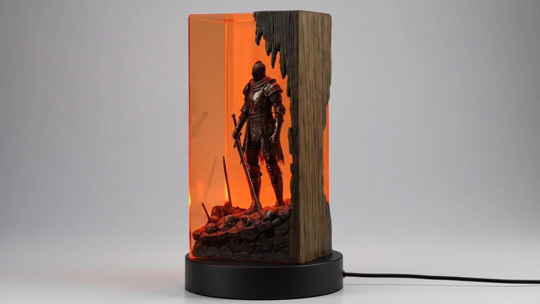 Dark Souls Fire Resin Lamp – Blood Red Knight Epoxy Diorama – LED ...