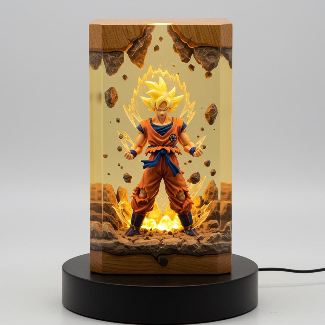 Goku Super Saiyan Resin Lamp – Anime Diorama Epoxy Light – Dragon Ball ...