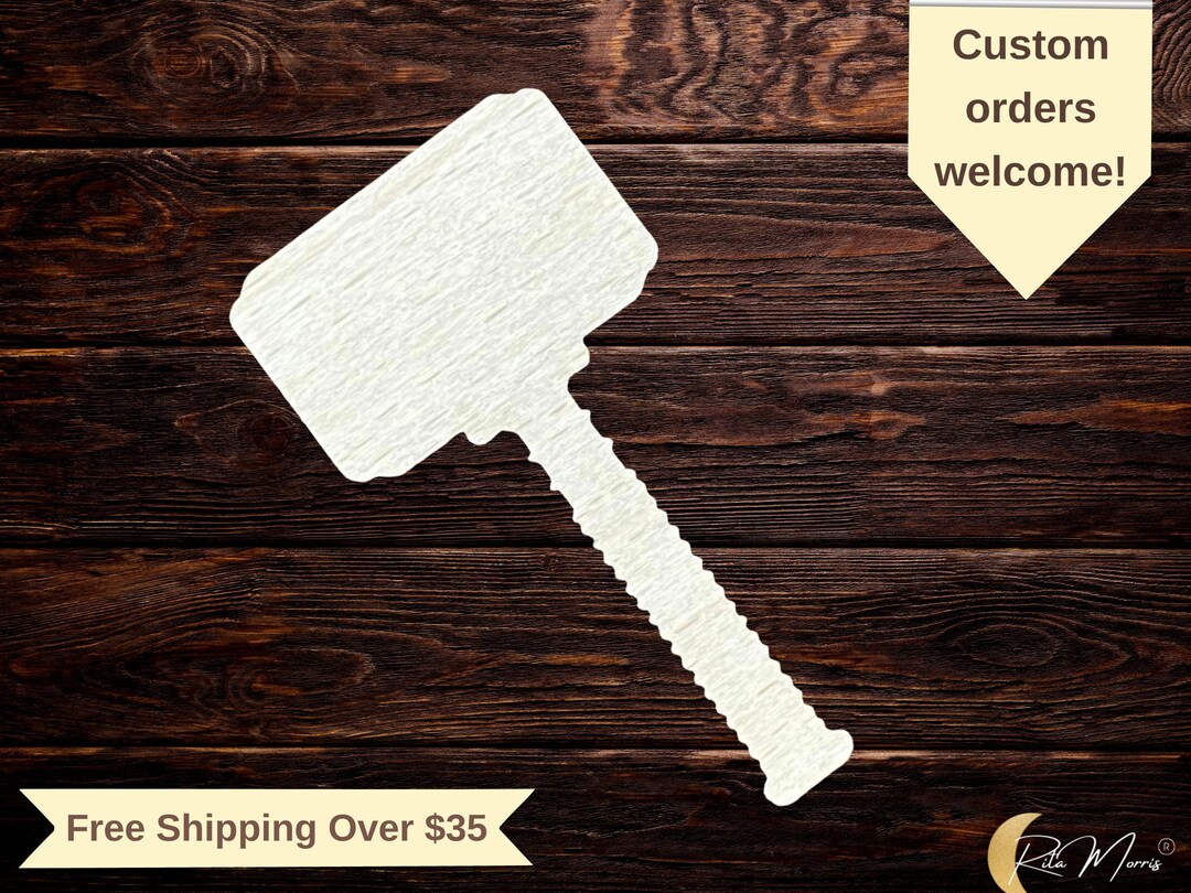 Thor Hammer Wood Cutout Multiple Size Choices Unfinished Wood Laser ...