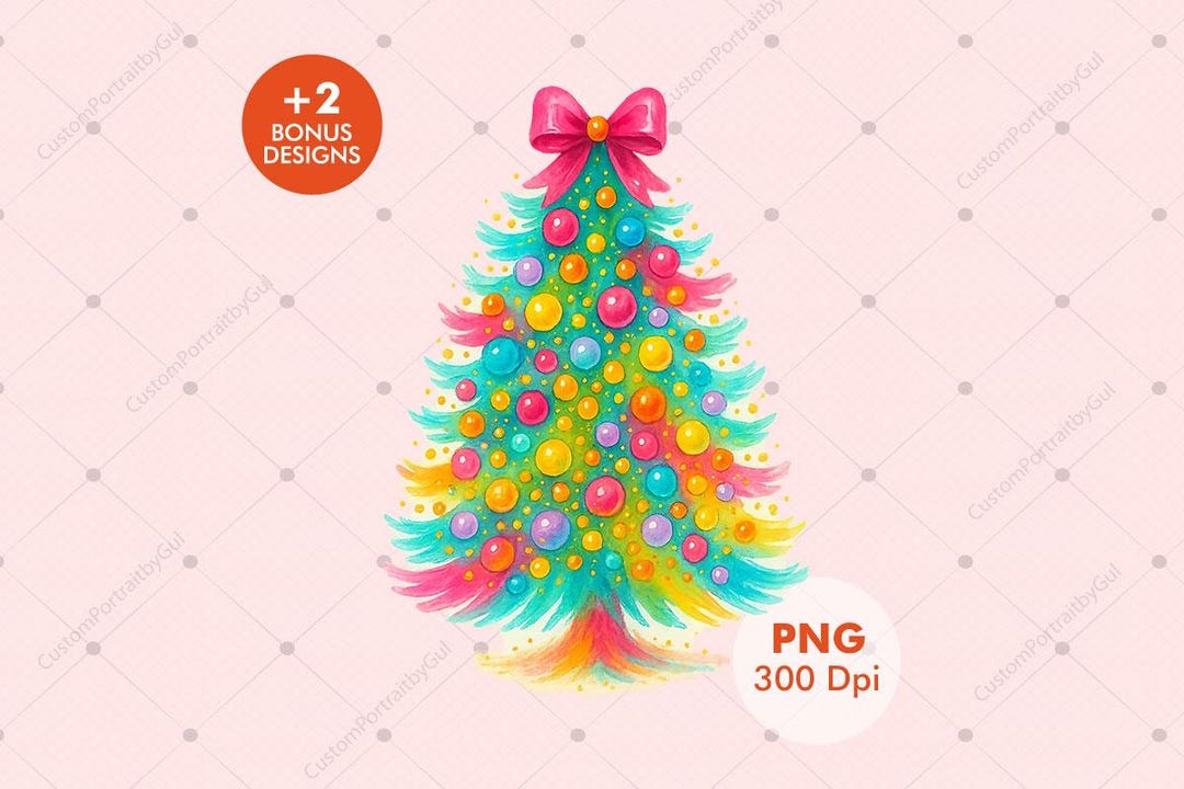 Rainbow Christmas Tree PNG | Colorful Watercolor Holiday Tree With ...