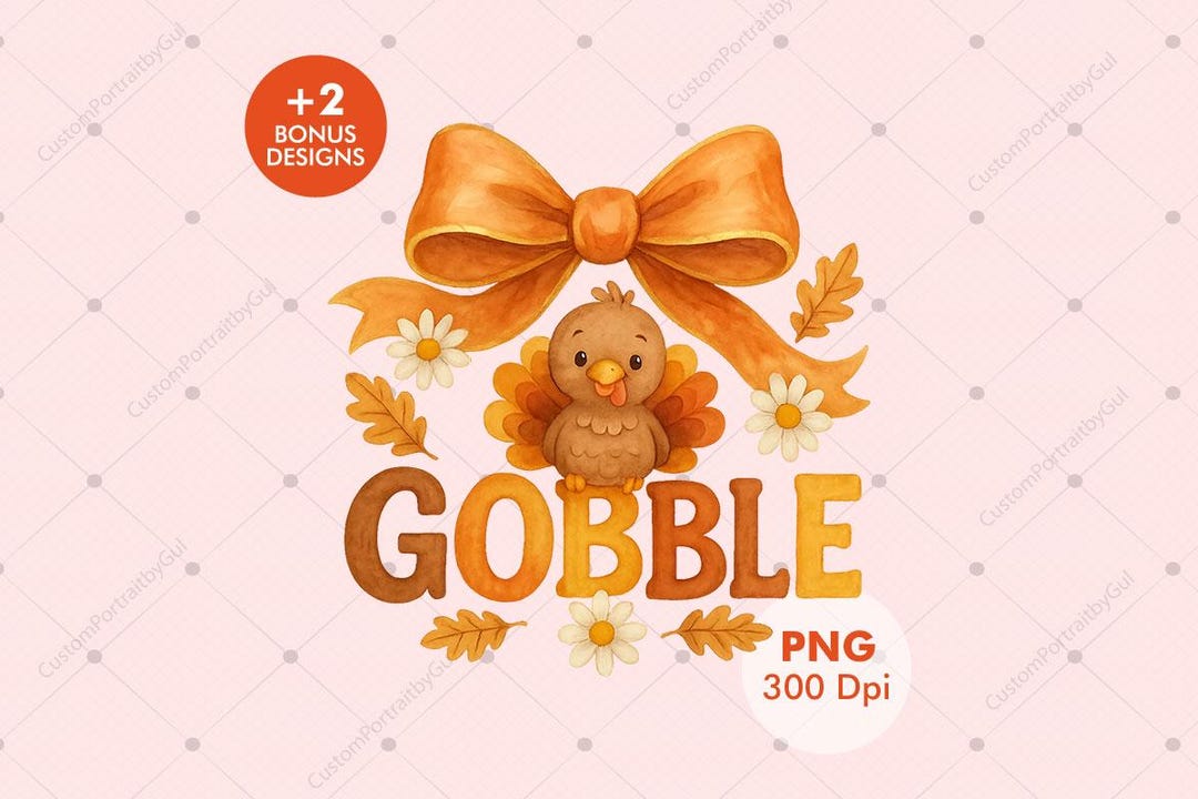 Gobble Turkey PNG | Thanksgiving Watercolor Clipart - Etsy