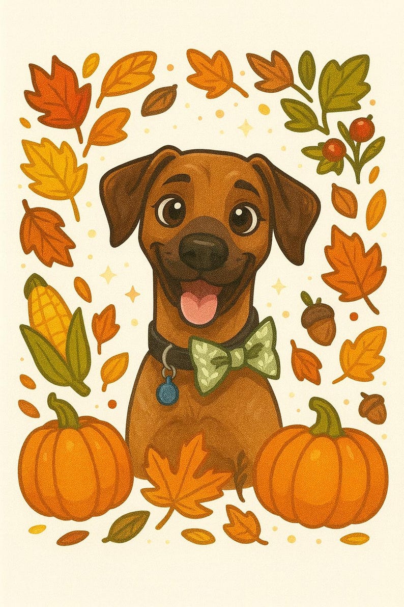 Custom Pet Portrait With Seasonal Border | Personalized Dog ...