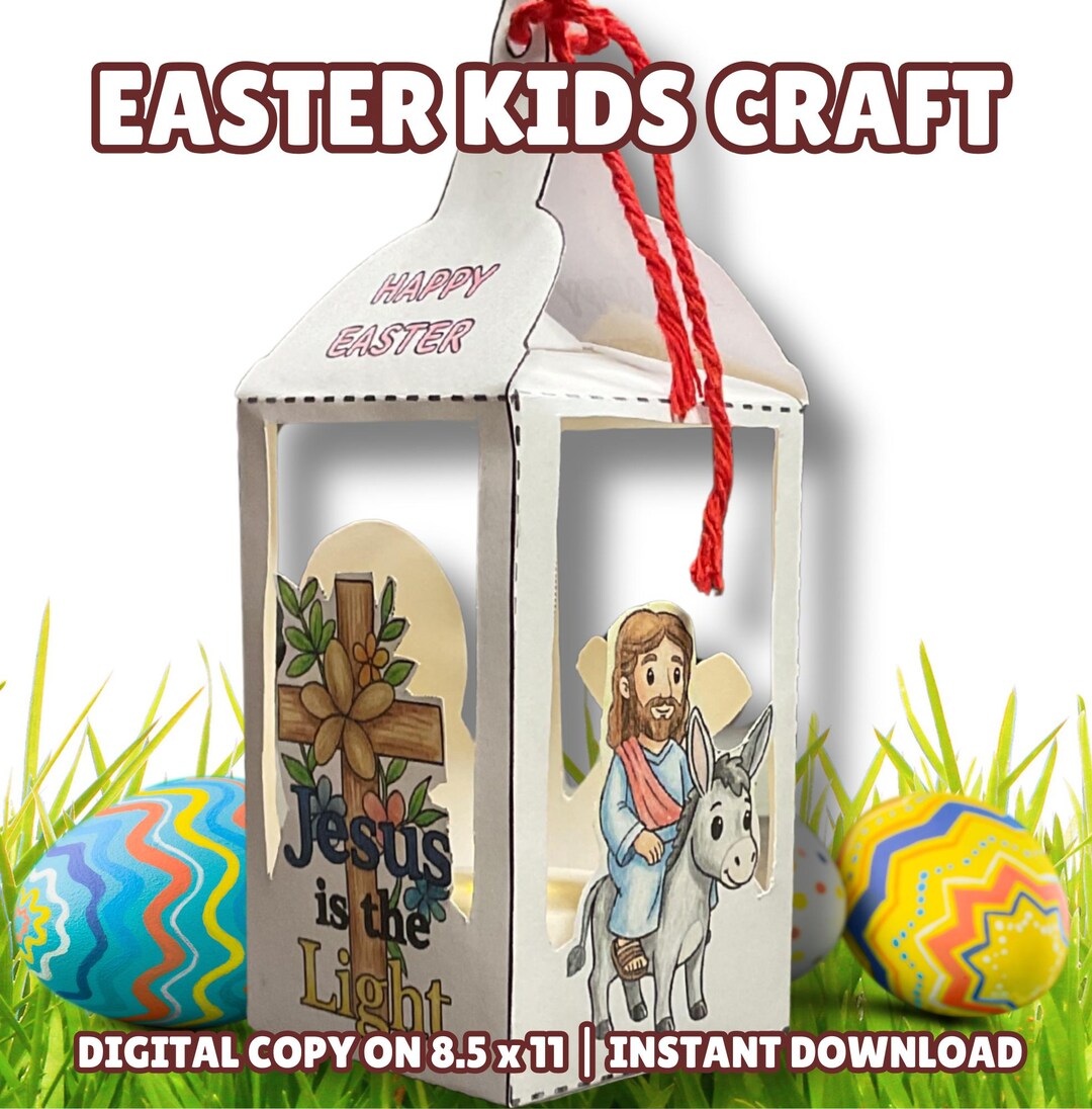 He is Risen Easter Bible Craft for Kids, Paper Lantern Coloring ...