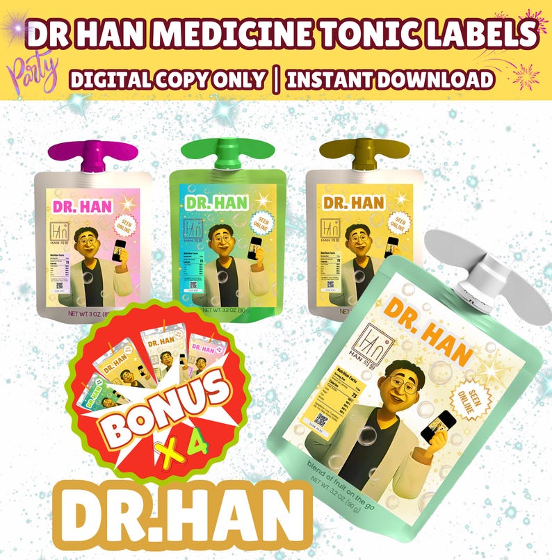 Kpop Demon Hunters Dr Han Tonic Gogosqueez + Caprisun Labels, Rumi ...