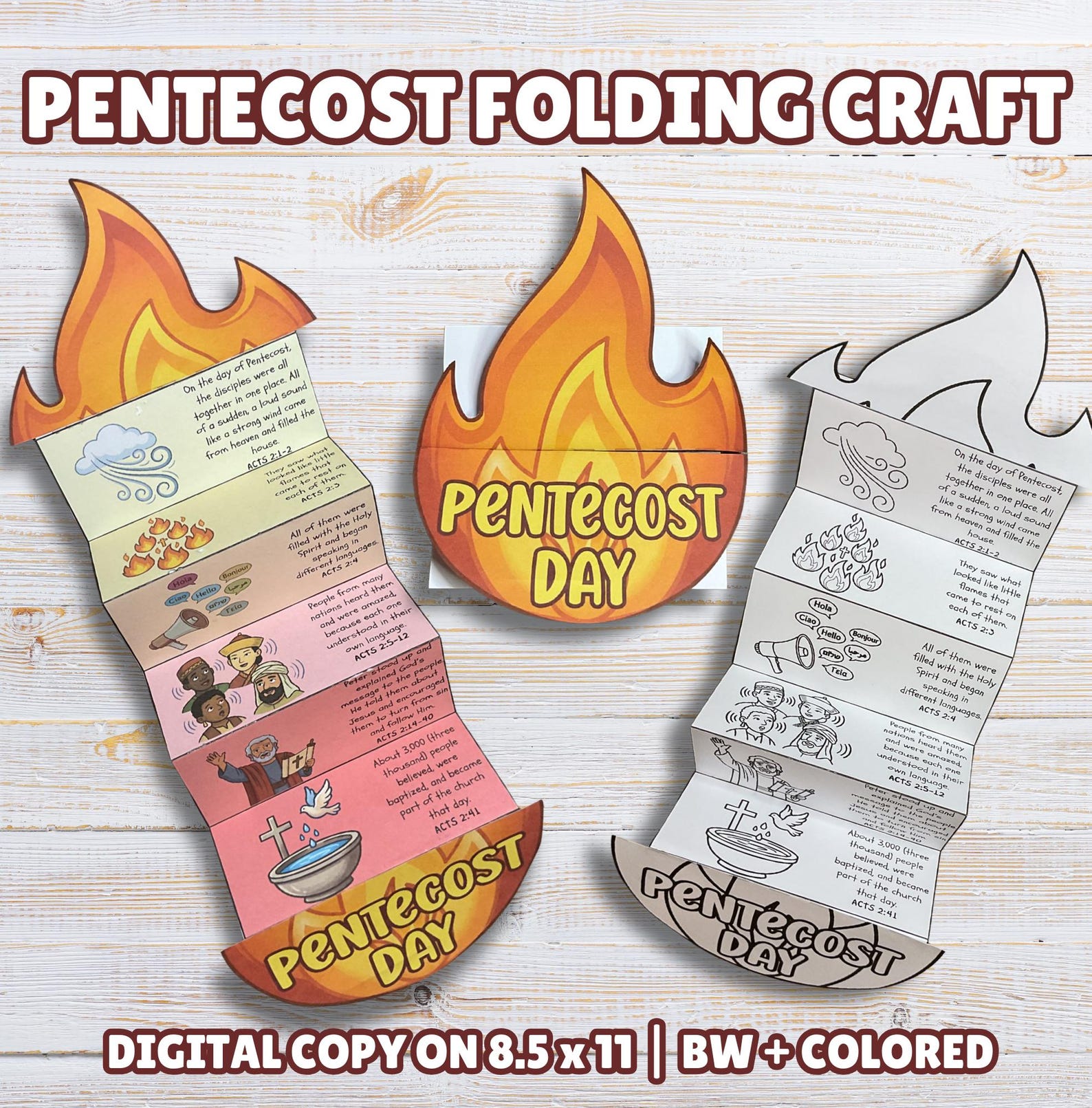 Pentecost Folding Craft Printable, Pentecost Holy Spirit Activity Kids ...