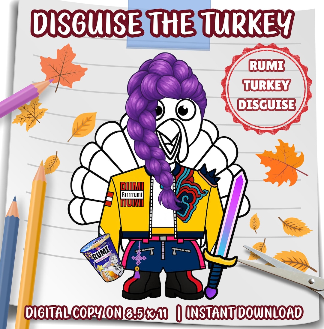 Kpop Disguise a Turkey Rumi Template, Rumi Thanksgiving Craft Kit, Kpop ...