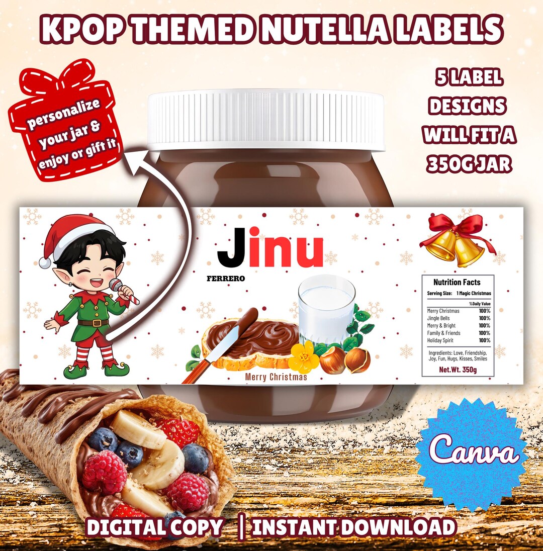 5 Custom Name Nutella Jar Labels Kpop Theme, K-pop Saja Personalized ...