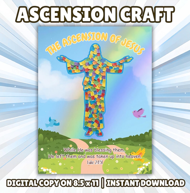 Ascension of Jesus Torn Paper Craft Easy Bible Crafts for Kids Simple ...