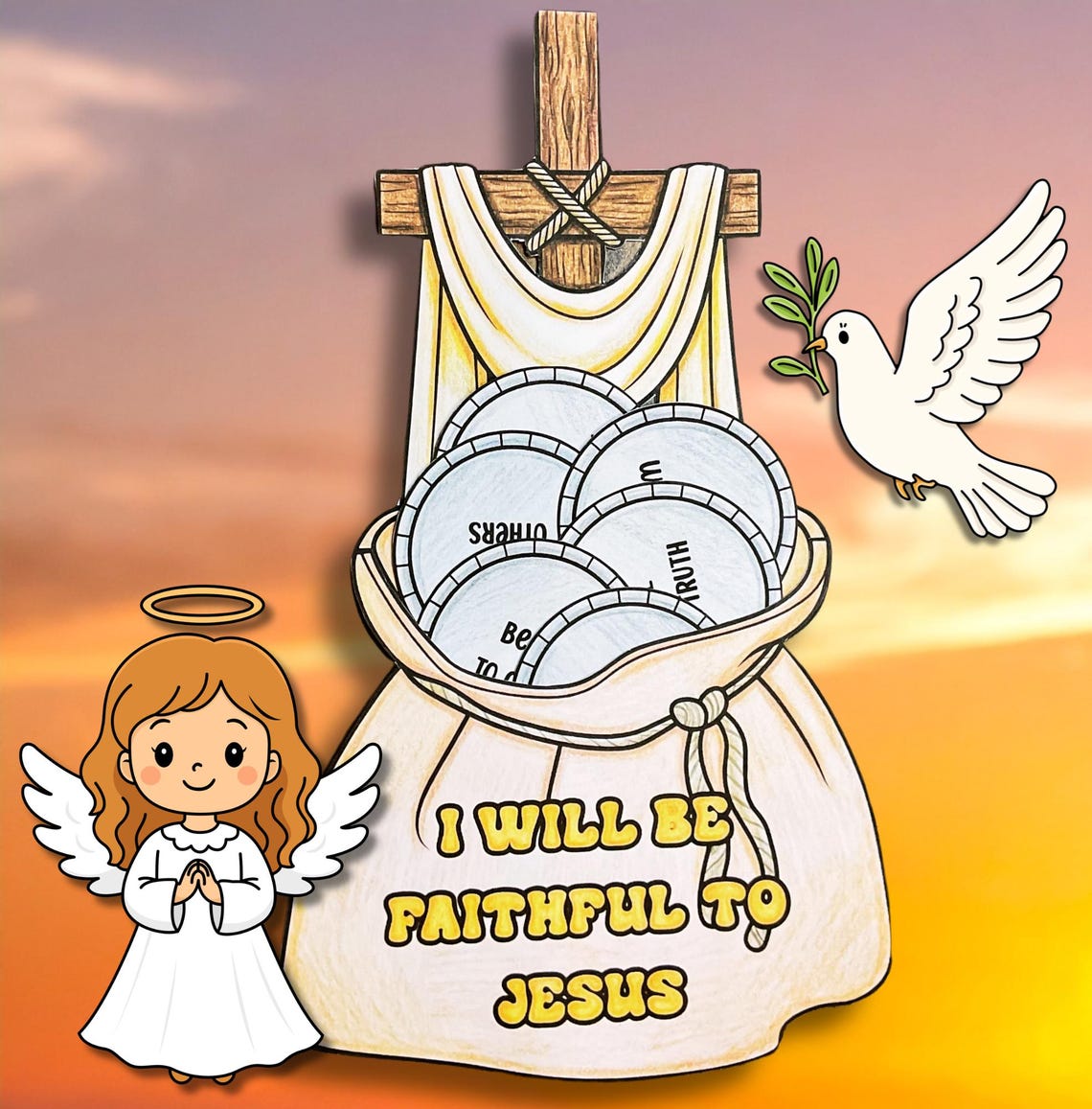 Easter Bible Craft for Kids, Holy Week Coloring Craft Activity, Church ...