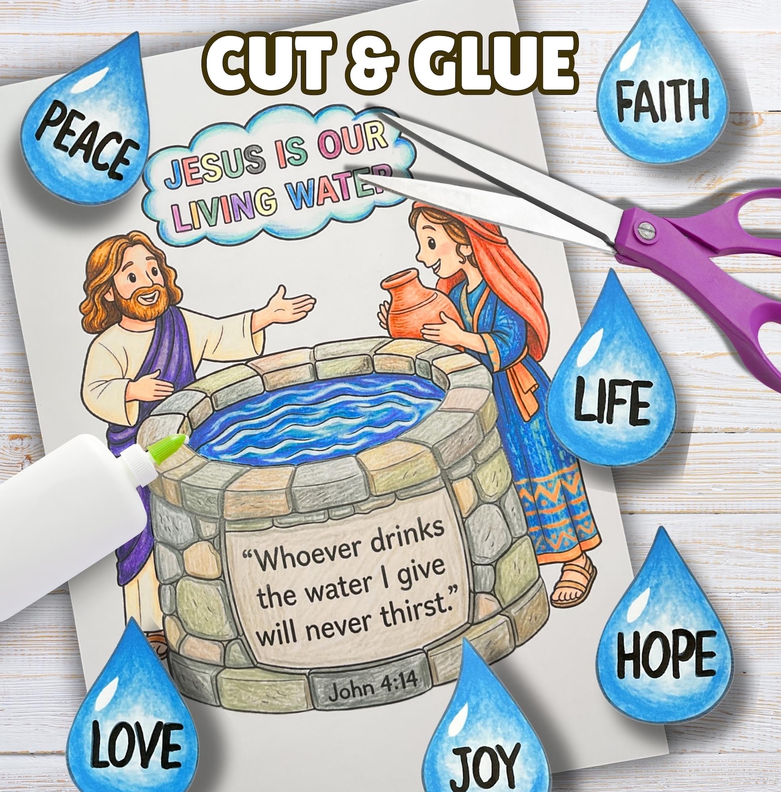 Jesus is Living Water Bible Craft for Kids Church Activity Sunday ...