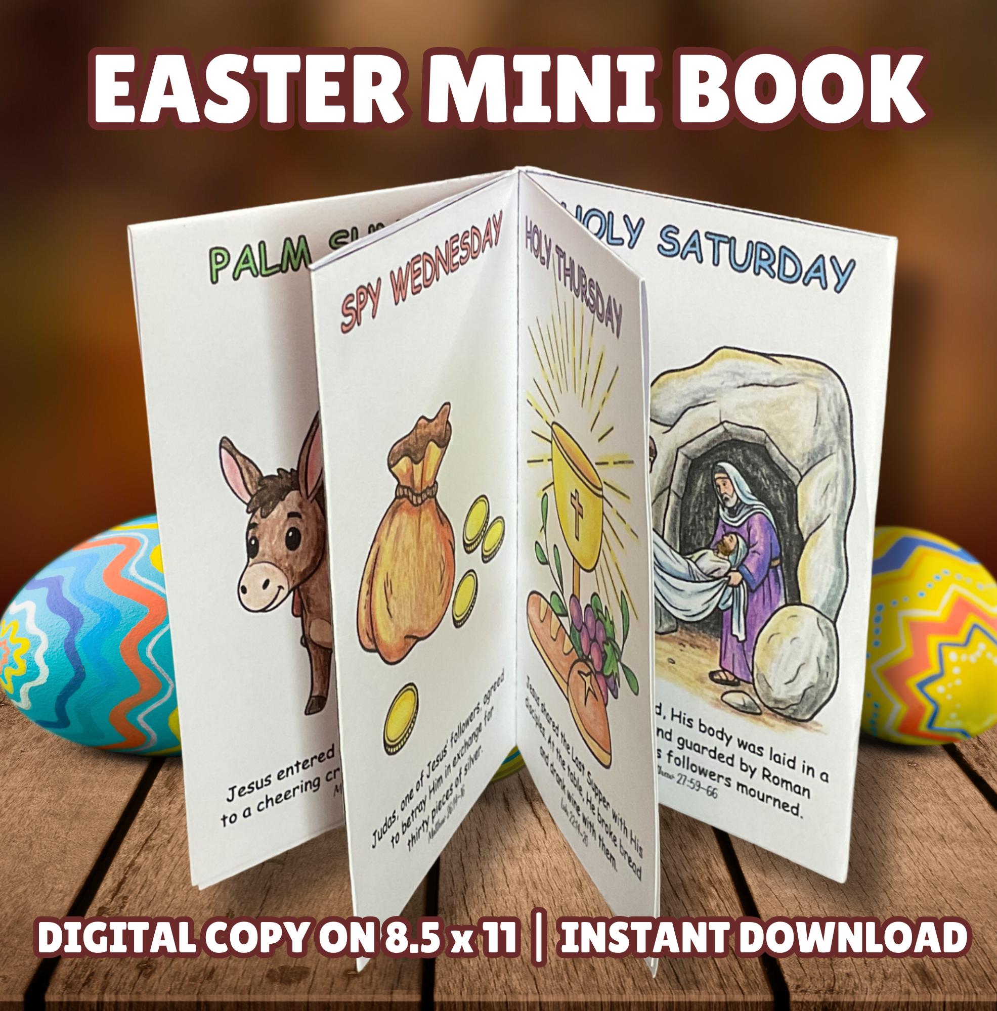 Easter Story Mini Coloring Book Printable Holy Week Timeline Sunday ...