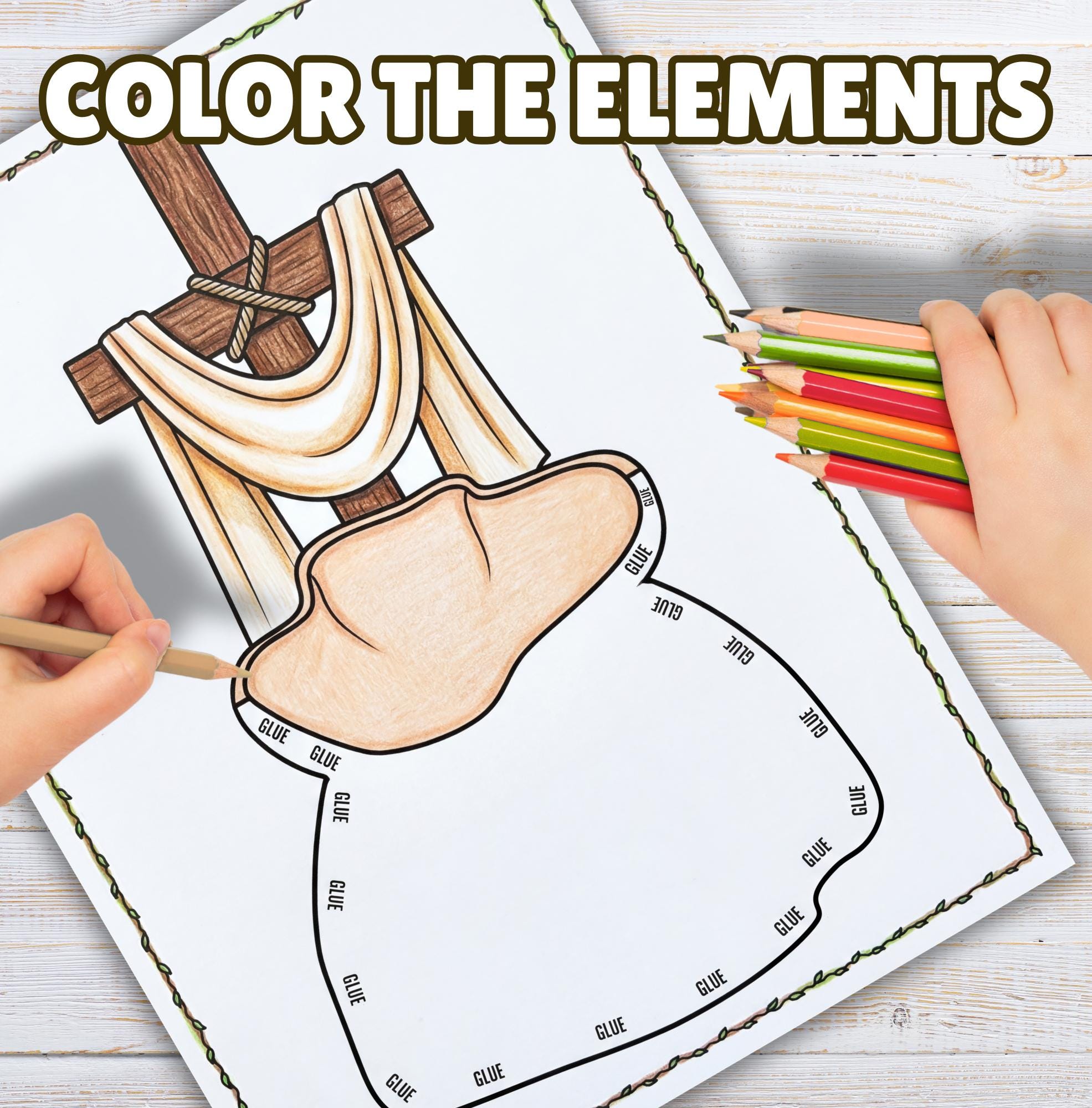 Easter Bible Craft for Kids, Holy Week Coloring Craft Activity, Church ...